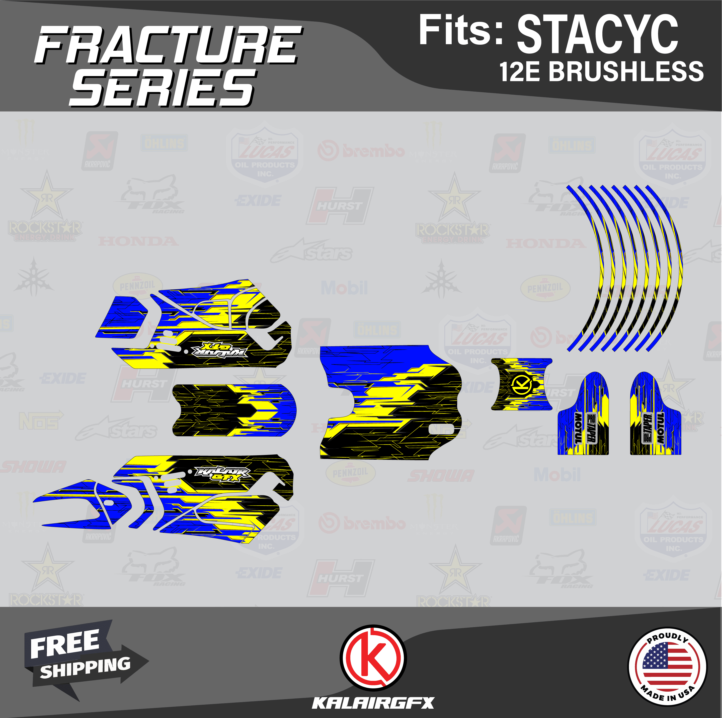 Kalair GFX Graphics Kit for Stacyc 12E BRUSHLESS (All Years) Fracture ...