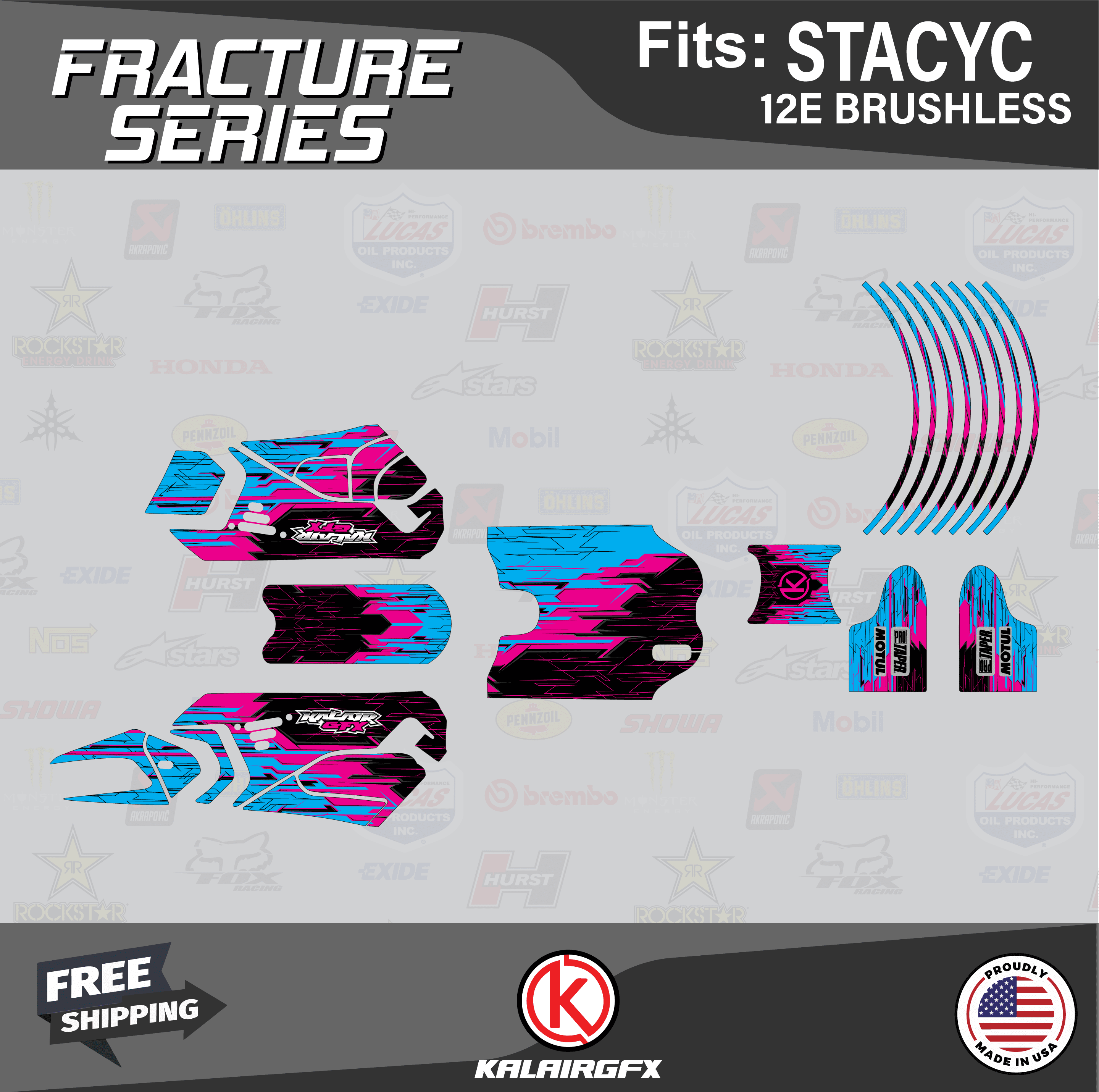 Kalair GFX Graphics Kit for Stacyc 12E BRUSHLESS (All Years) Fracture ...