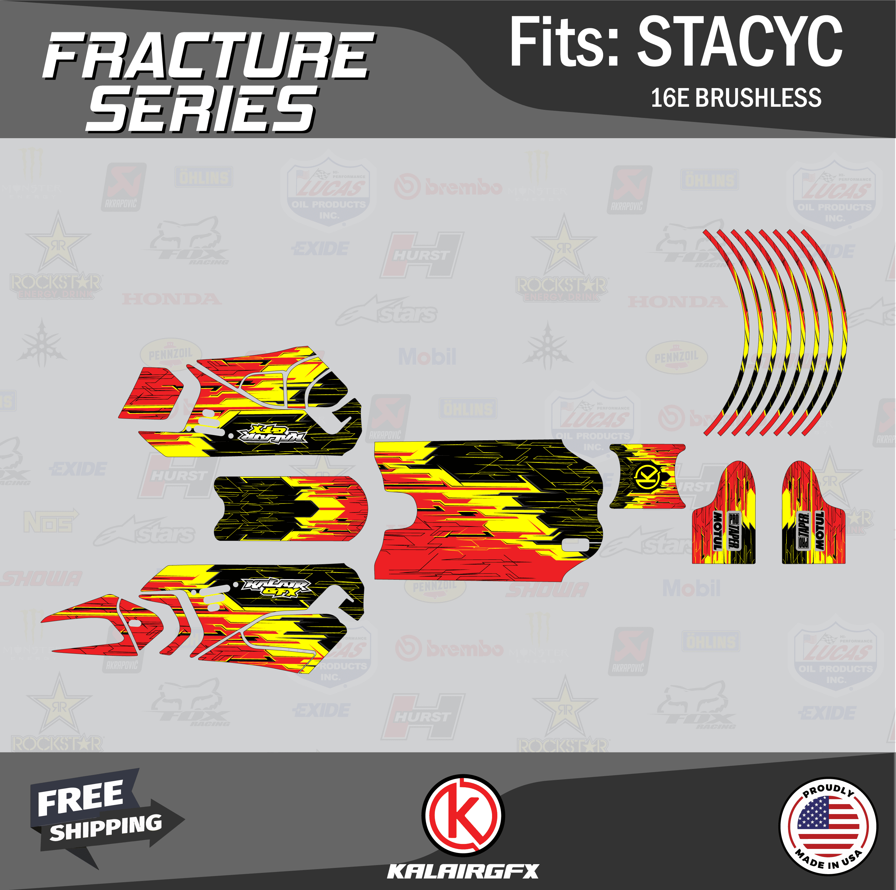 Kalair GFX Graphics Kit for Stacyc 16E BRUSHLESS (All Years) Fracture ...
