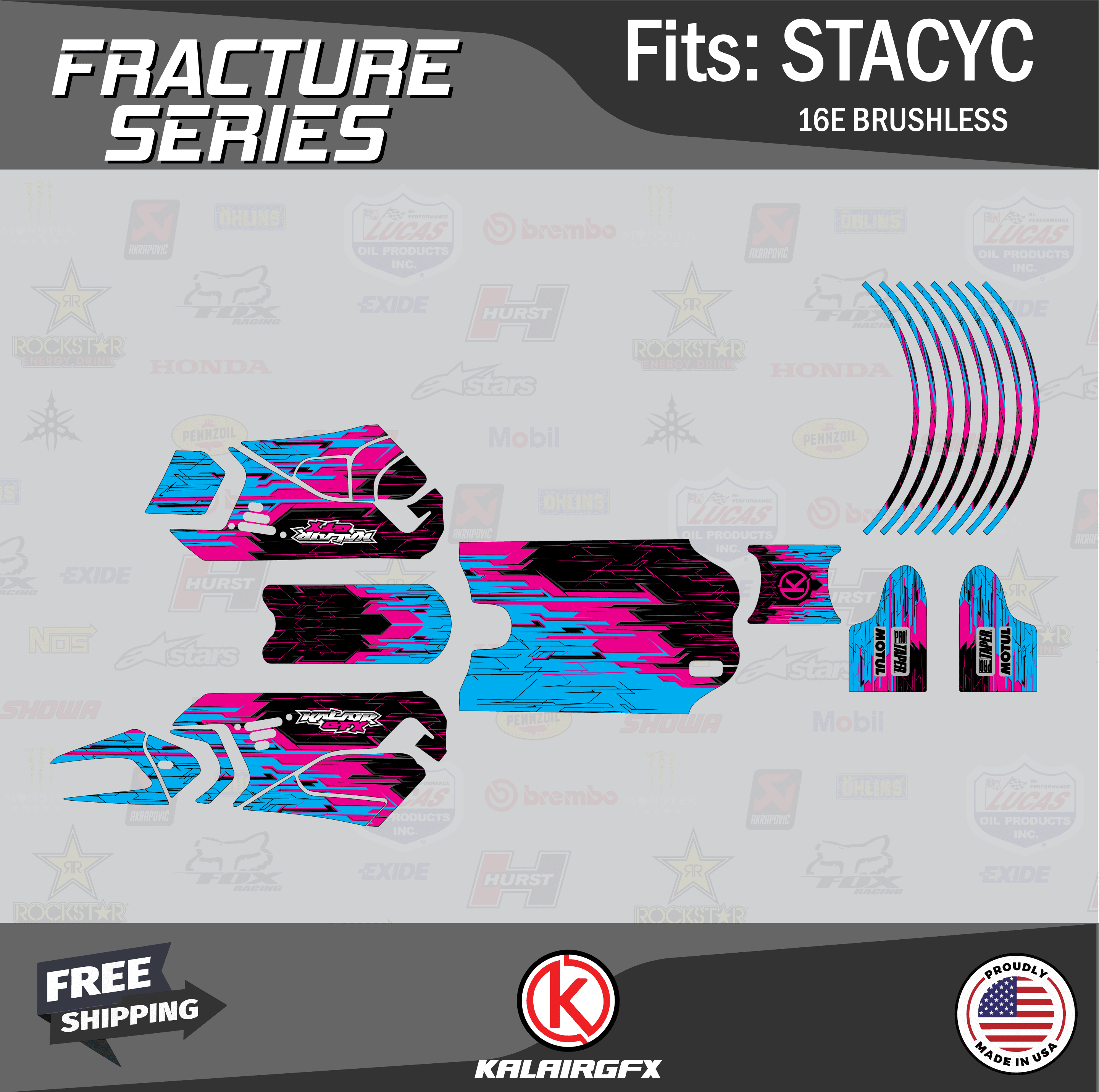 Kalair GFX Graphics Kit for Stacyc 16E BRUSHLESS (All Years) Fracture ...