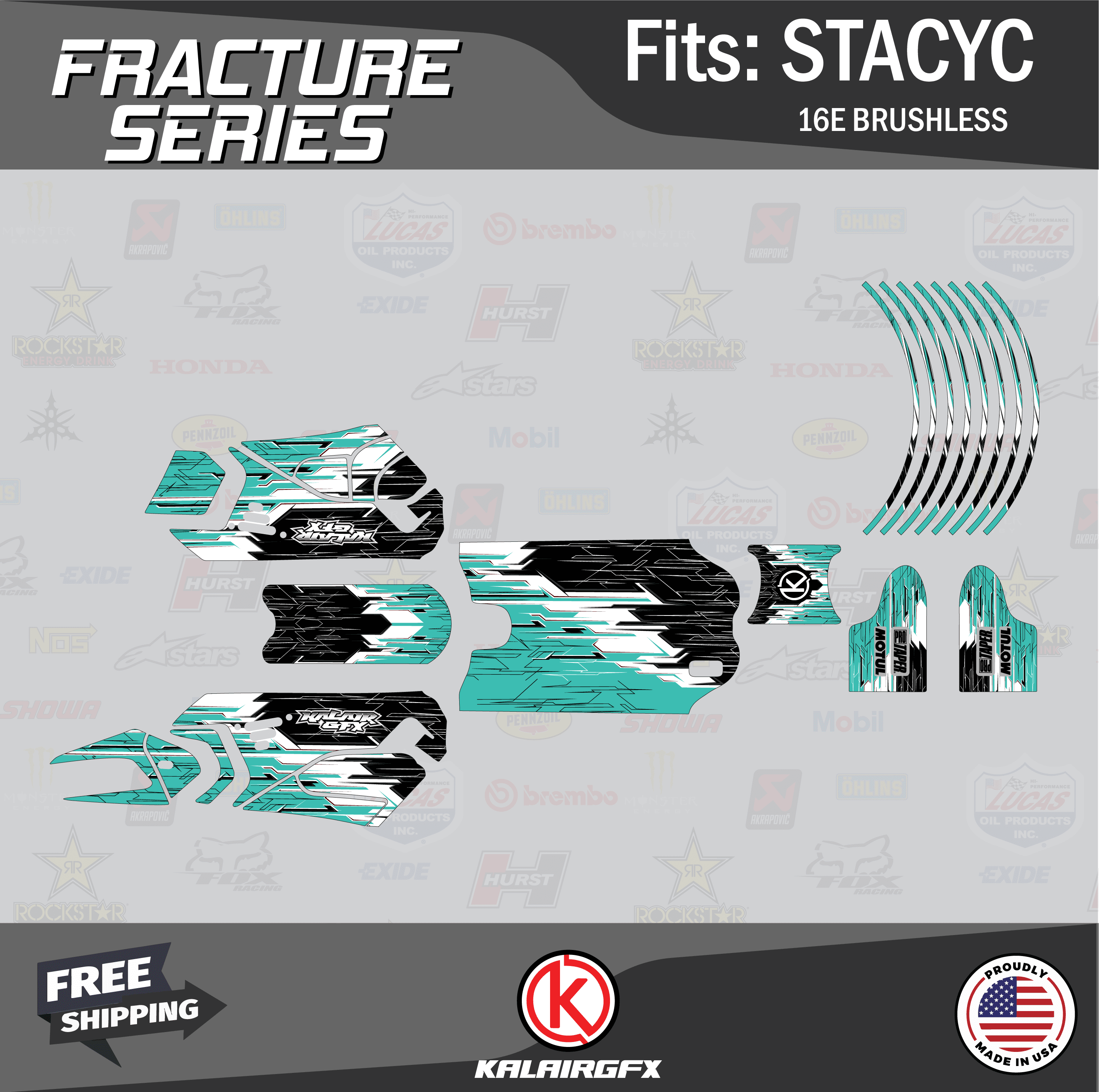 Kalair GFX Graphics Kit for Stacyc 16E BRUSHLESS (All Years) Fracture ...