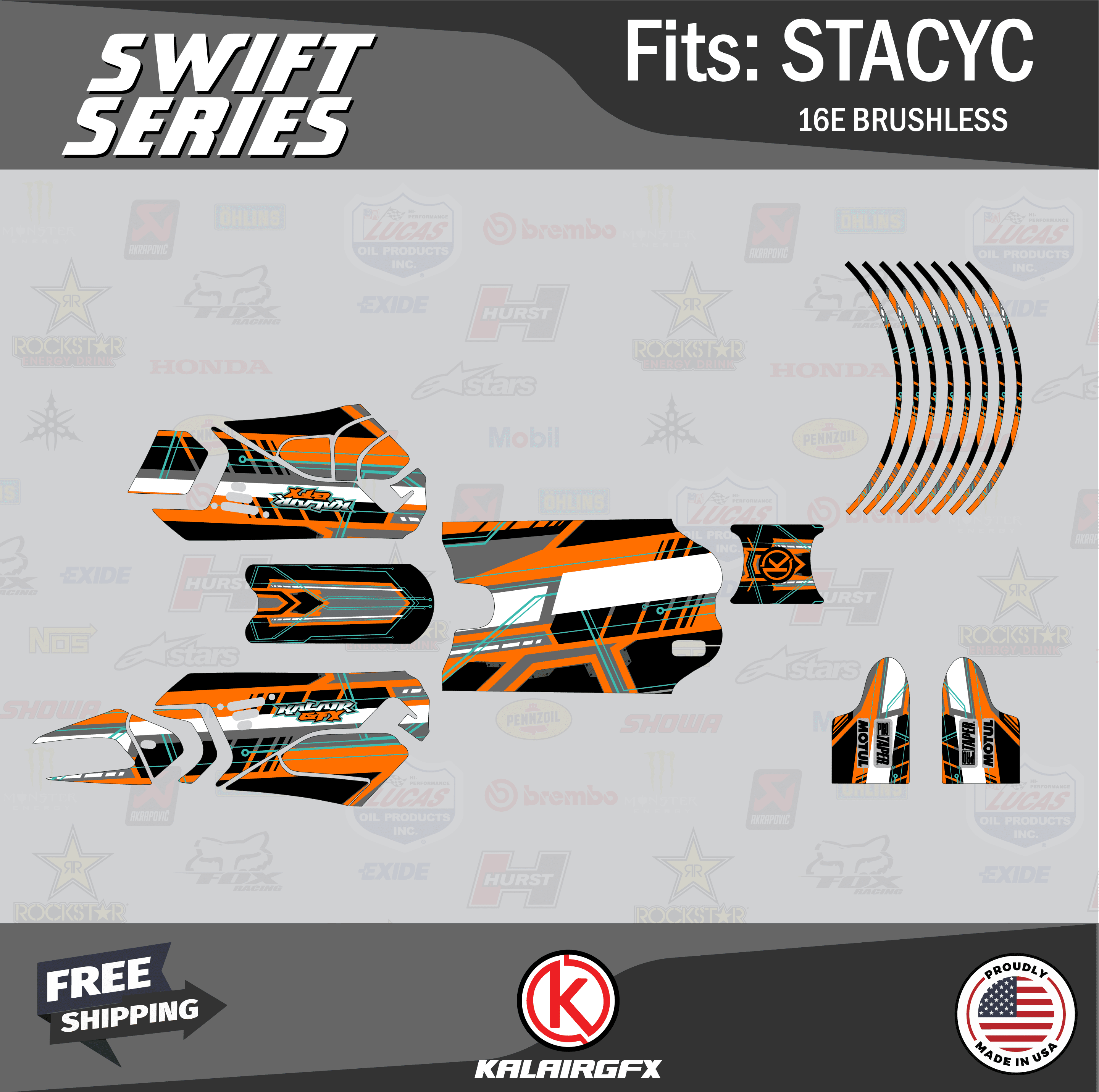 Kalair GFX Graphics Kit for Stacyc 16E BRUSHLESS (All Years) Swift ...
