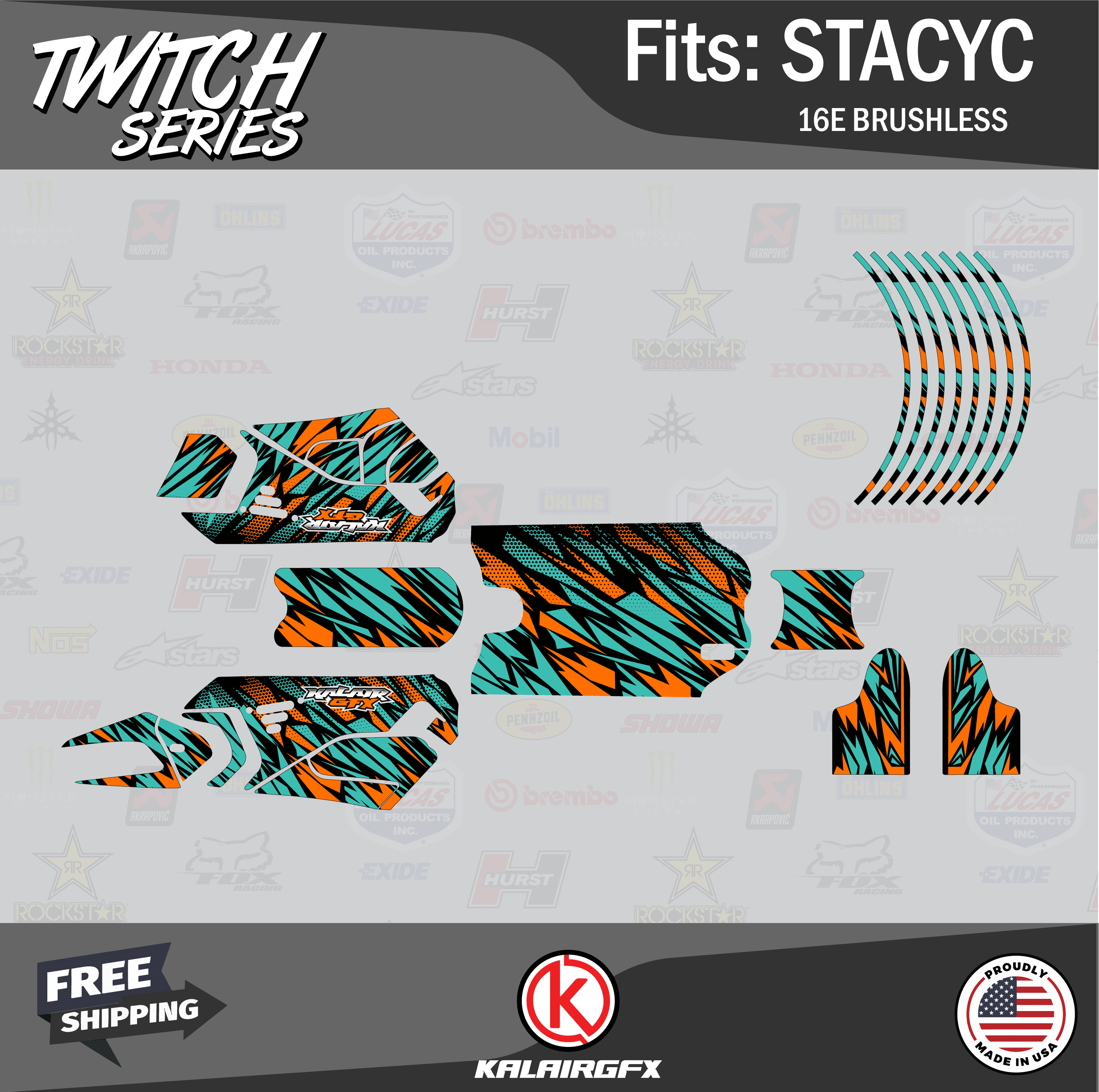 Kalair GFX Graphics Kit for Stacyc 16E BRUSHLESS (All Years) Twitch ...