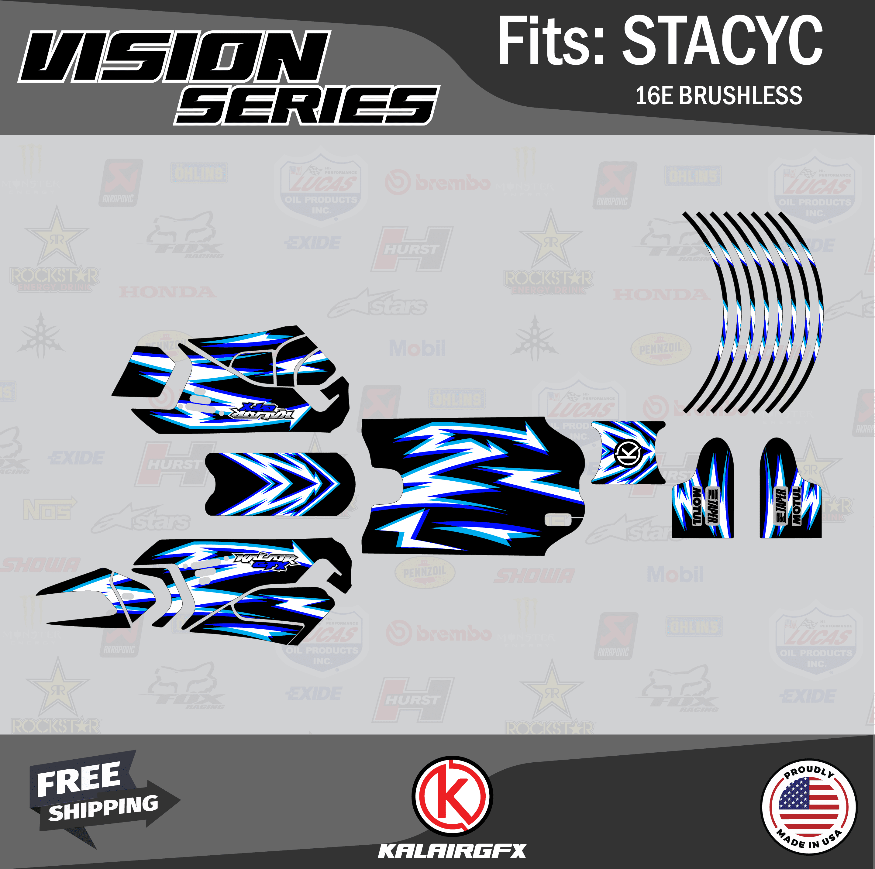 Kalair GFX Graphics Kit for Stacyc 16E BRUSHLESS (All Years) Vision ...