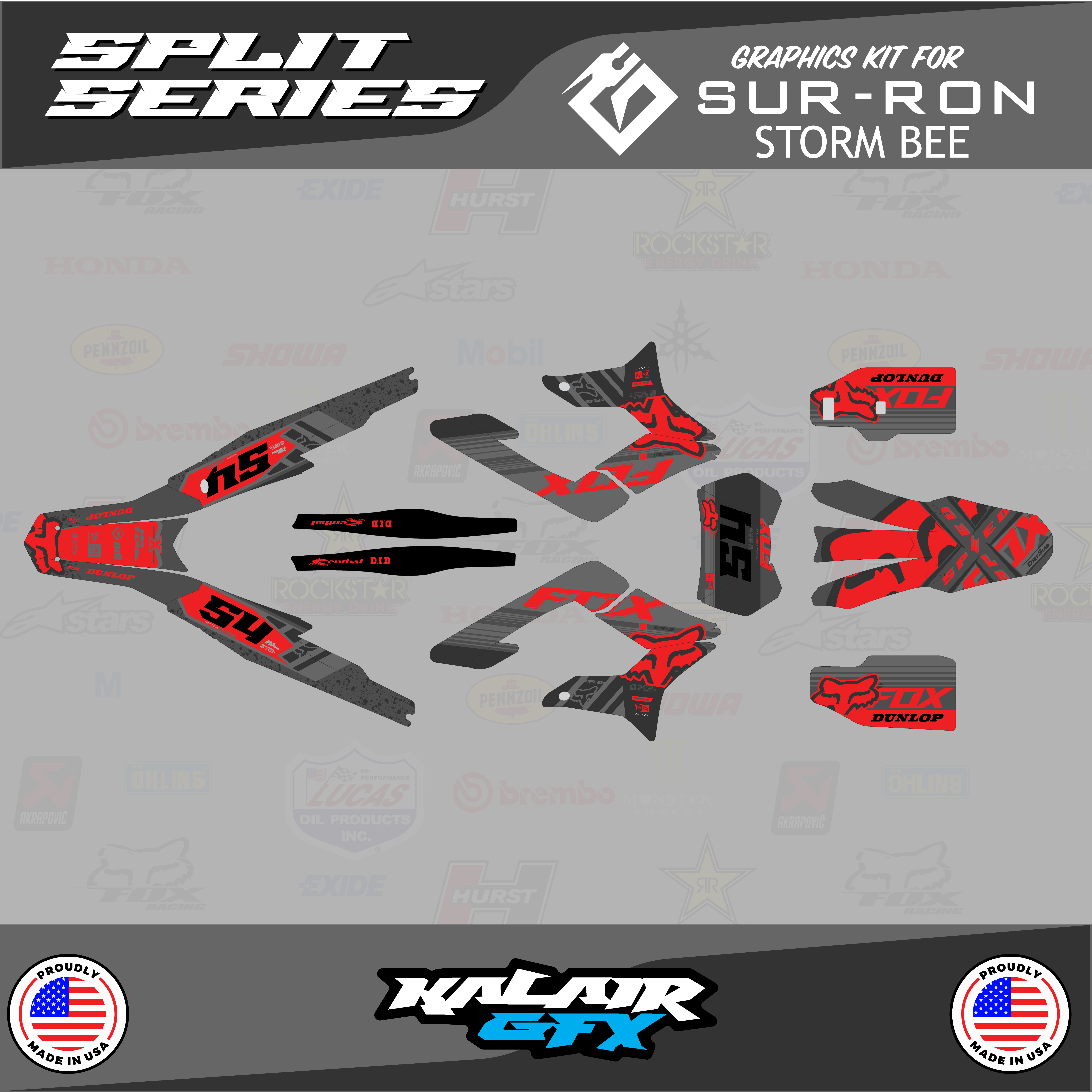 Kalair GFX Graphics Kit for Surron STORM BEE (All Years) Split Series ...