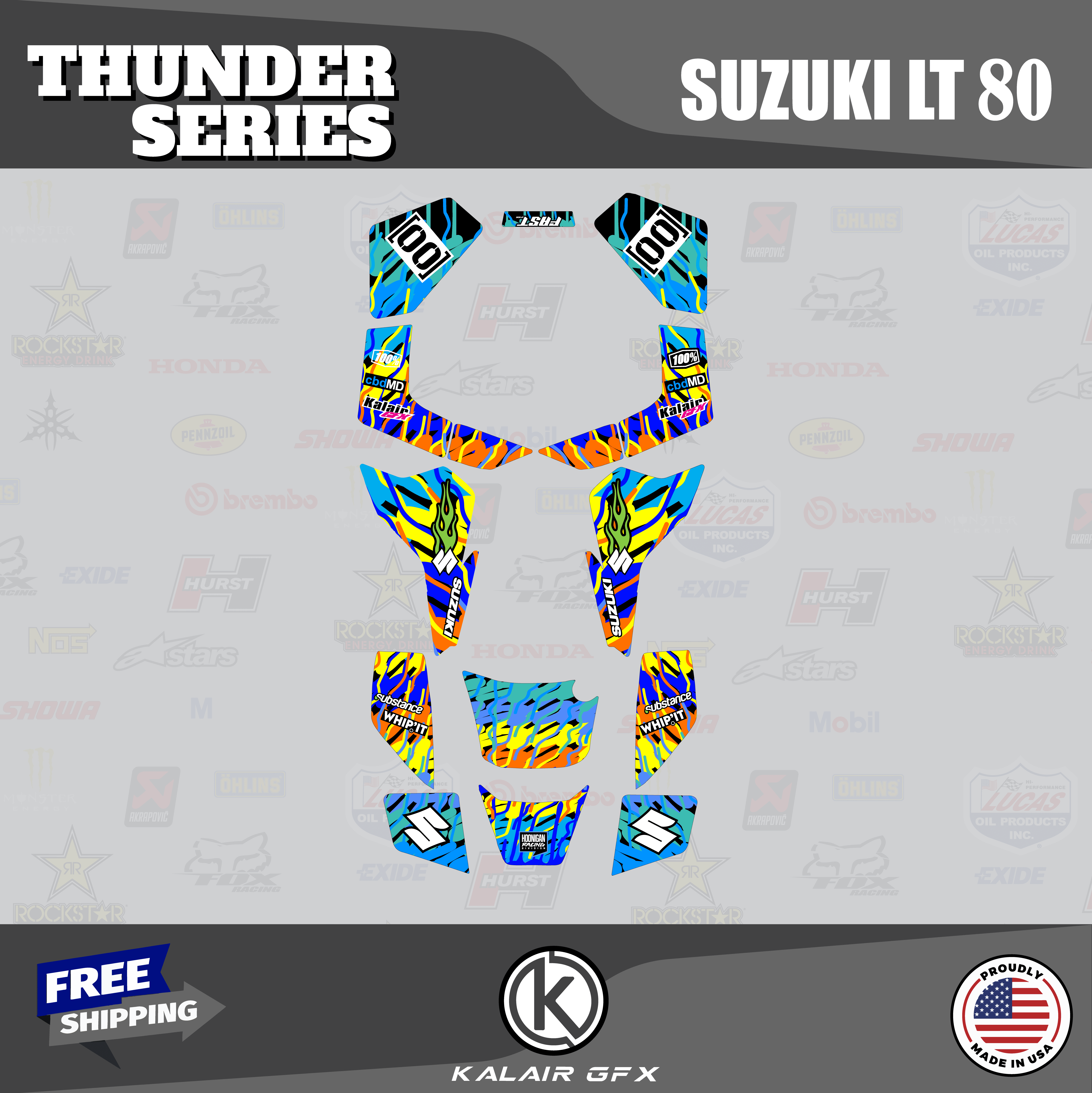 Kalair GFX Graphics Kit for Suzuki ATV LT80 (All Years) Thunder Series ...