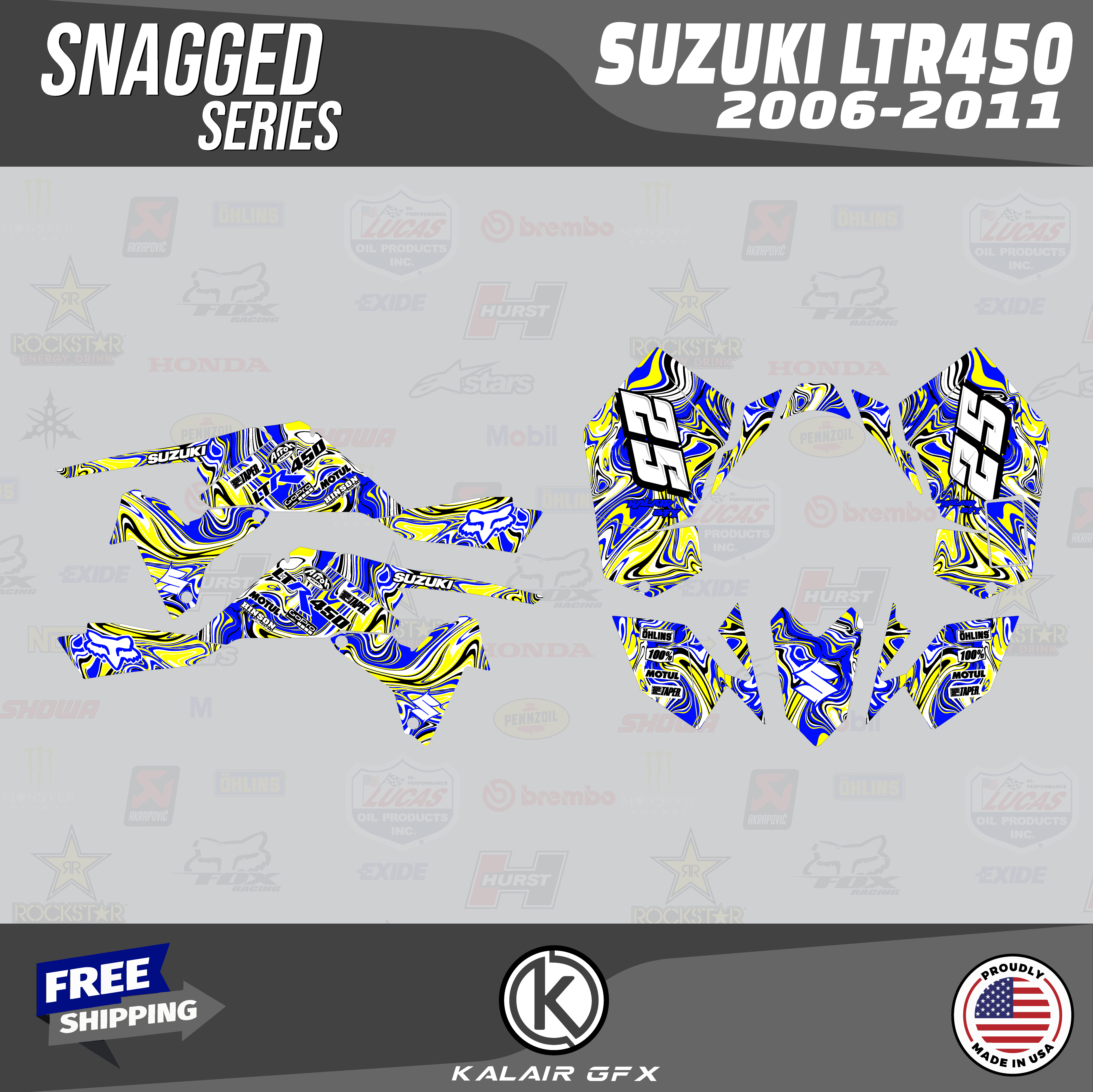 Kalair GFX Graphics Kit for Suzuki ATV LTR 450 (2006-2011) Snagged ...