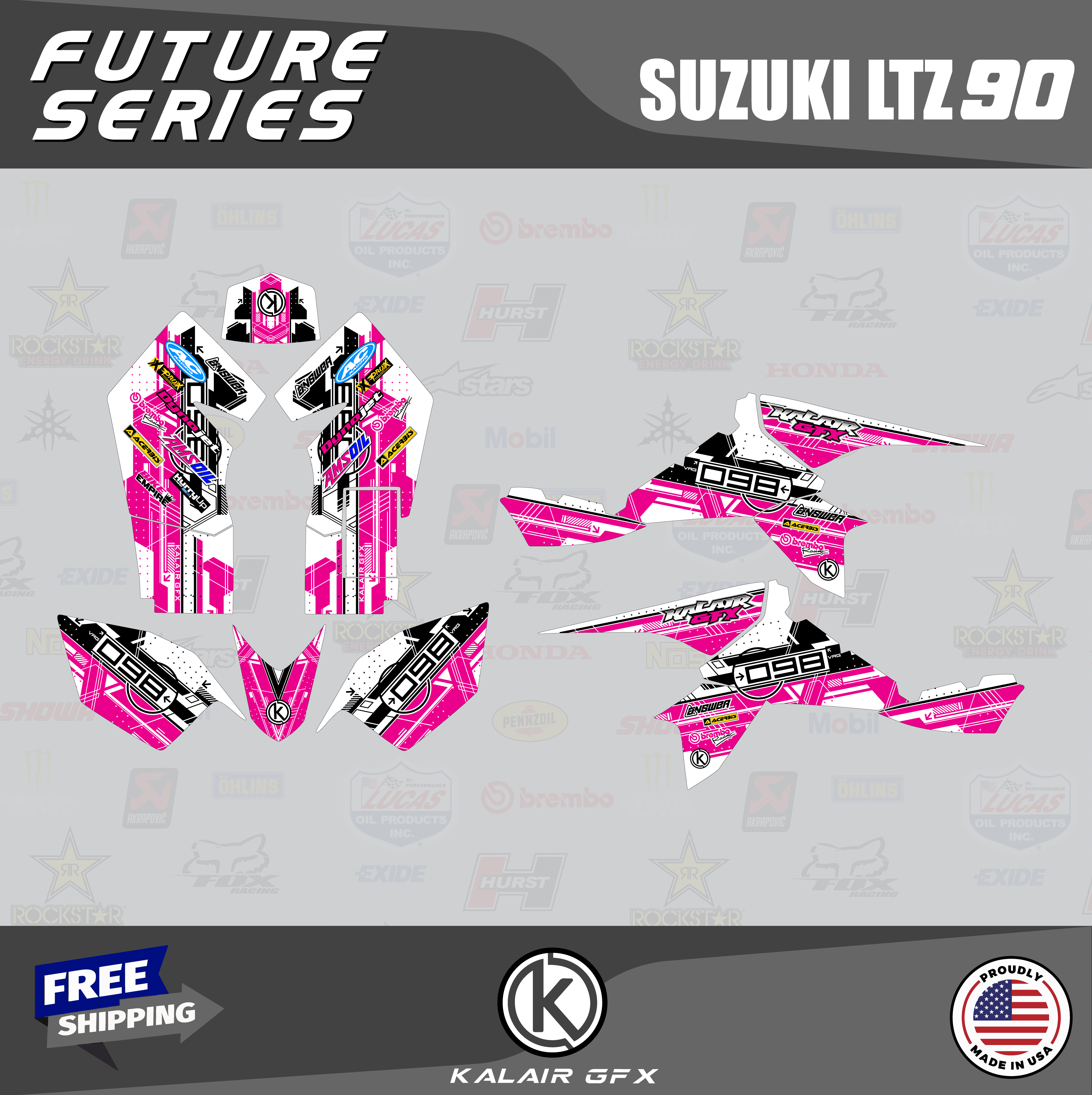 Kalair GFX Graphics Kit for Suzuki ATV LTZ 90 (All Years) Future Series ...
