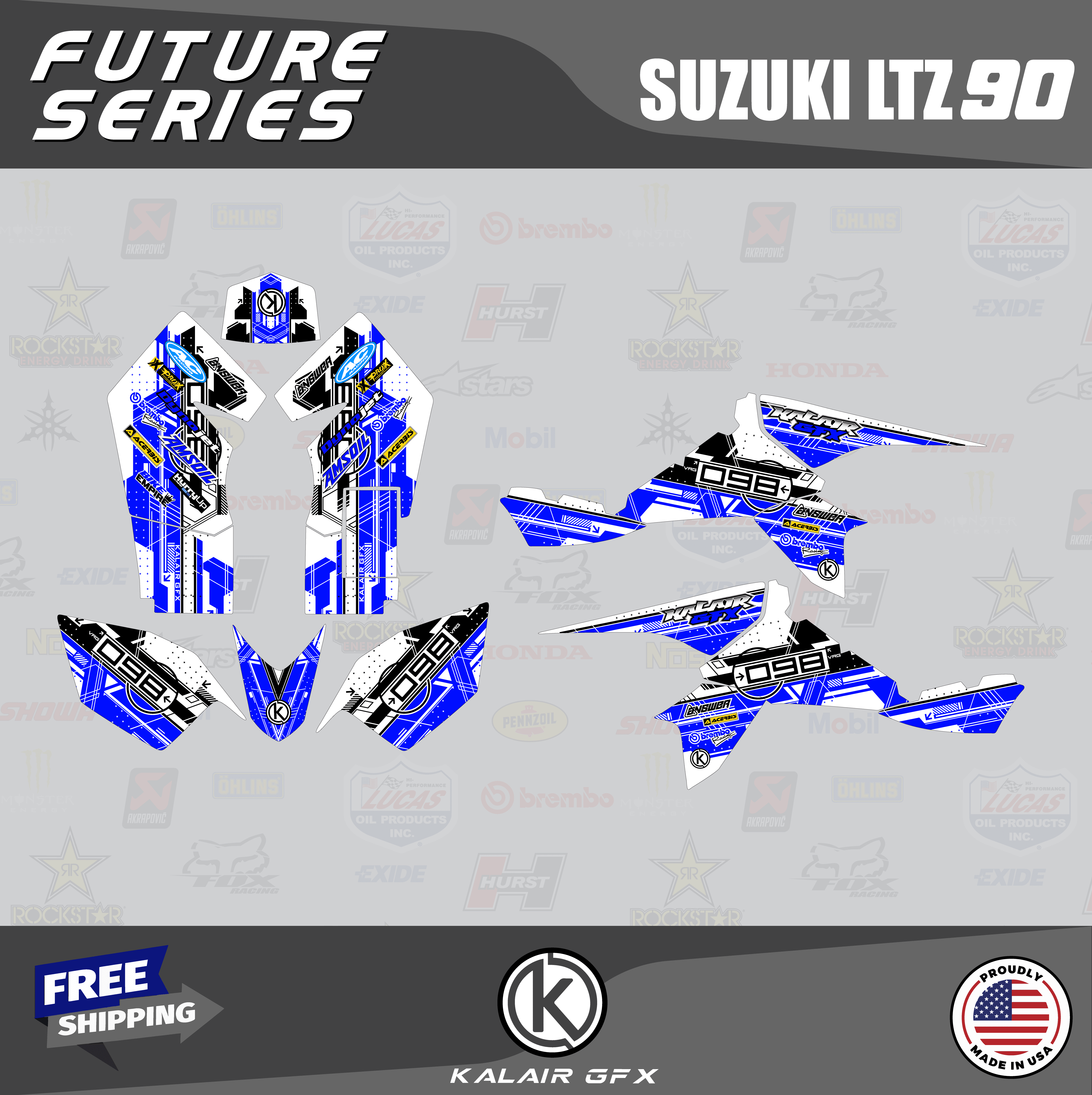 Kalair GFX Graphics Kit for Suzuki ATV LTZ 90 (All Years) Future Series - Walmart.com