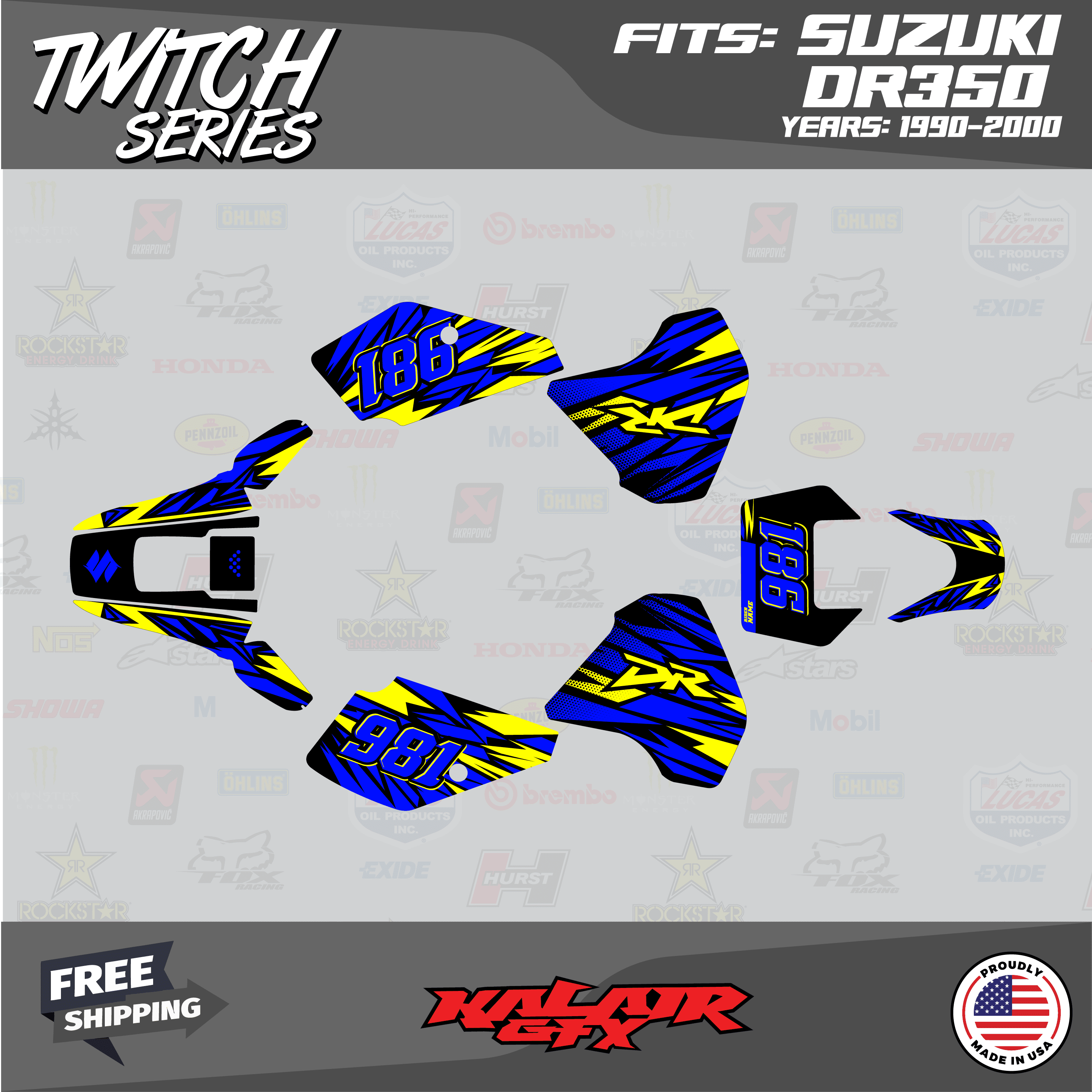 Kalair GFX Graphics Kit for Suzuki DR350 (1990-2000) Twitch Series ...