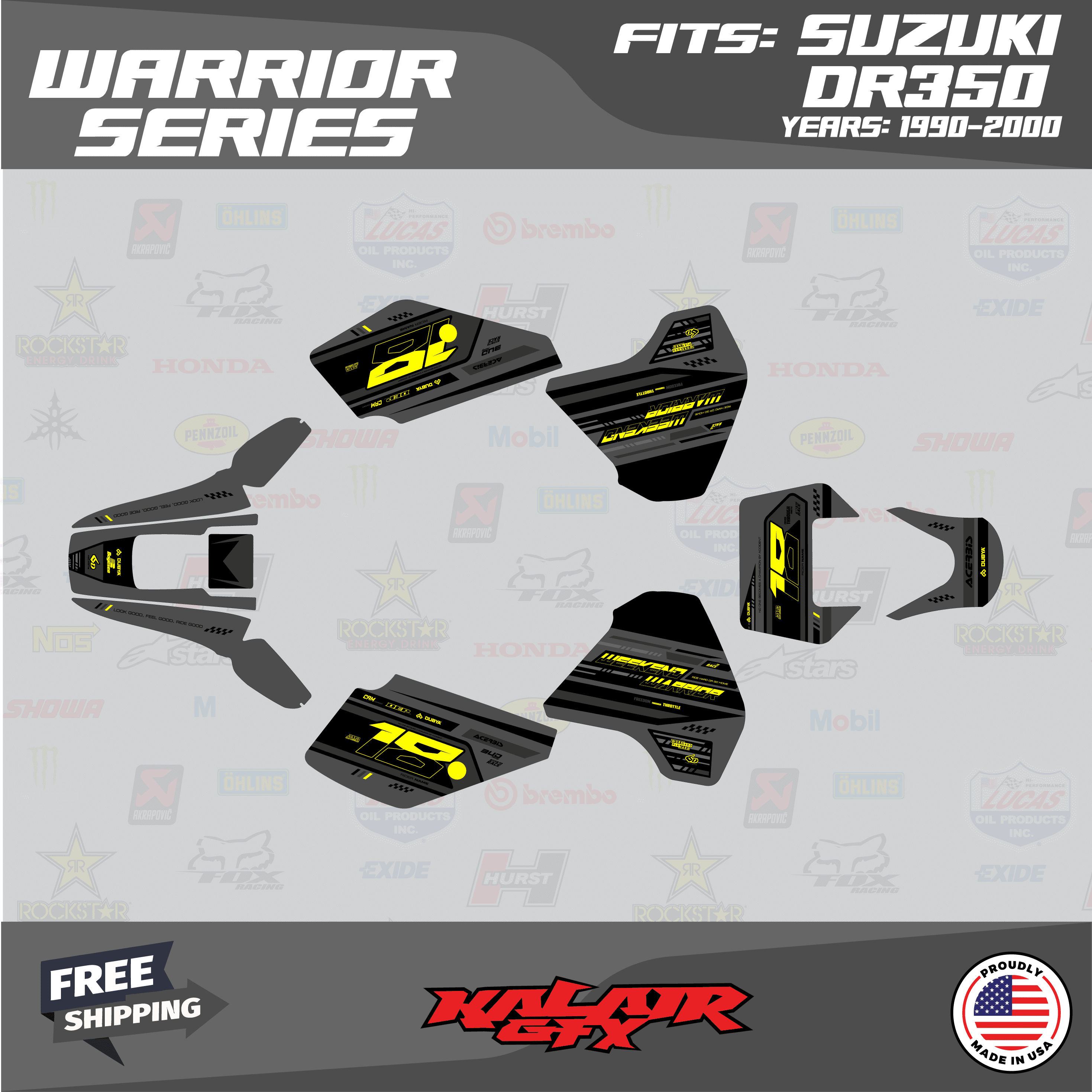 Kalair GFX Graphics Kit for Suzuki DR350 (1990-2000) Warrior Series ...