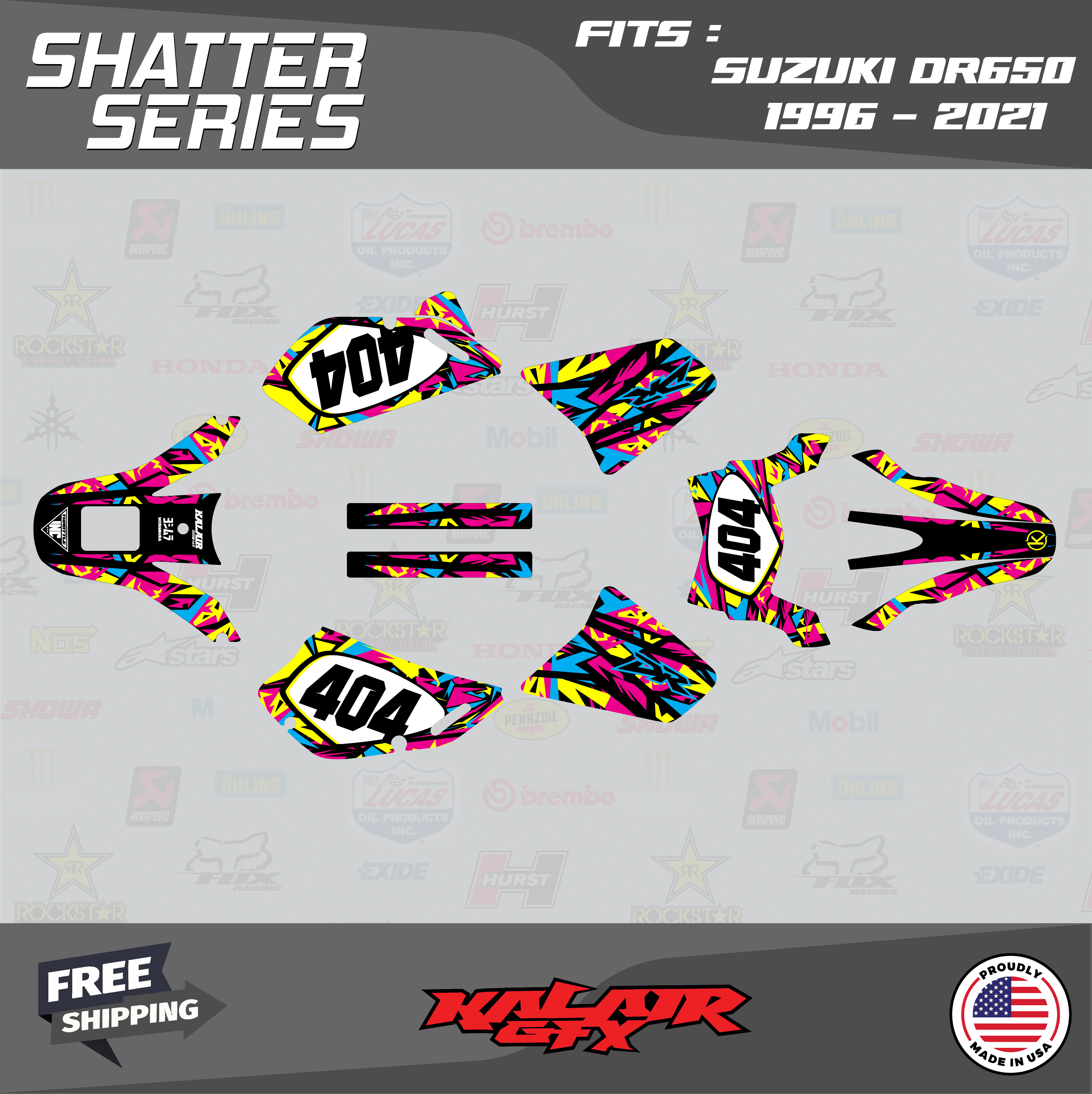 Kalair GFX Graphics Kit for Suzuki DR650 (1996-2021) Shatter Series ...