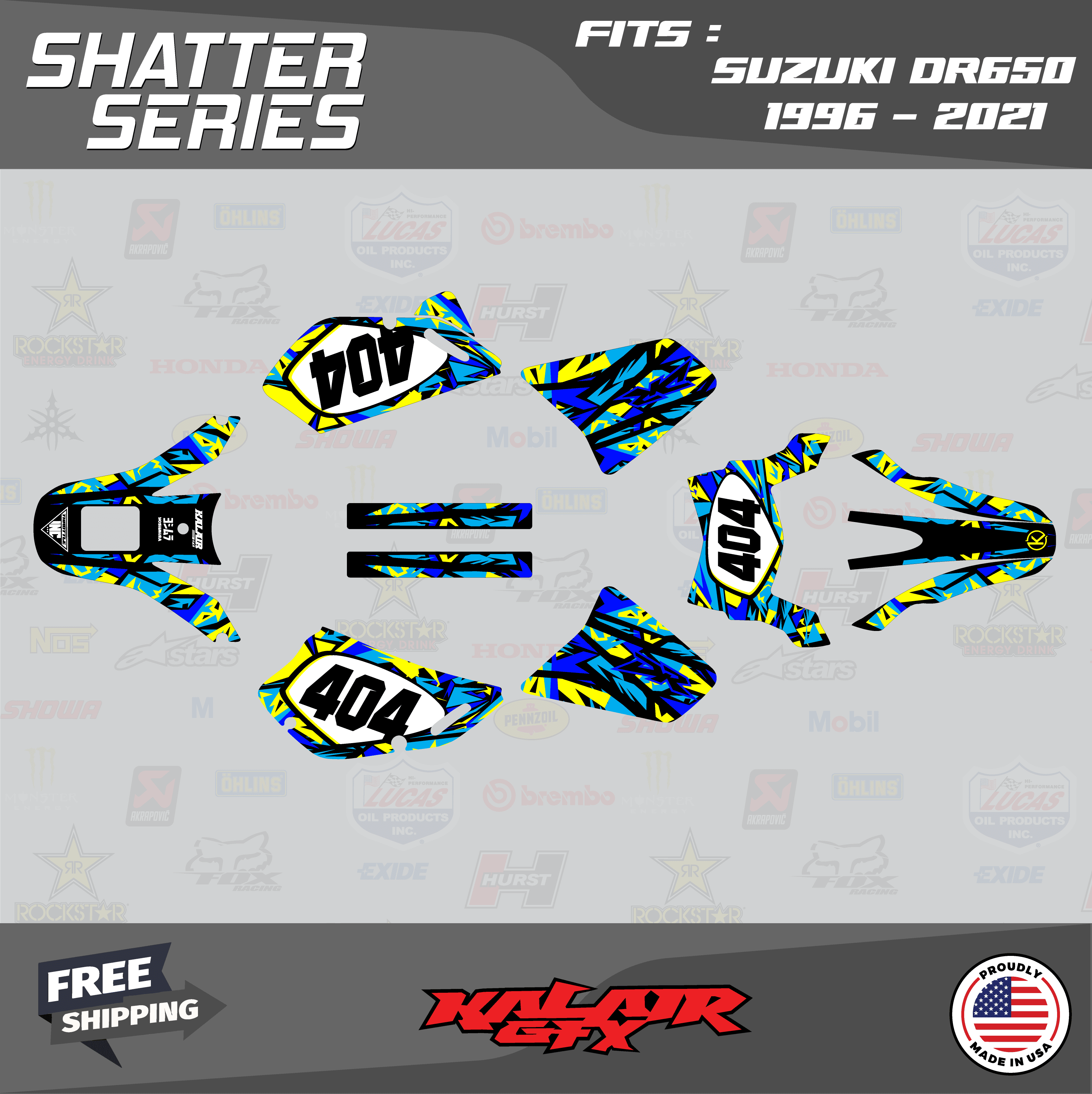 Kalair GFX Graphics Kit for Suzuki DR650 (1996-2021) Shatter Series ...
