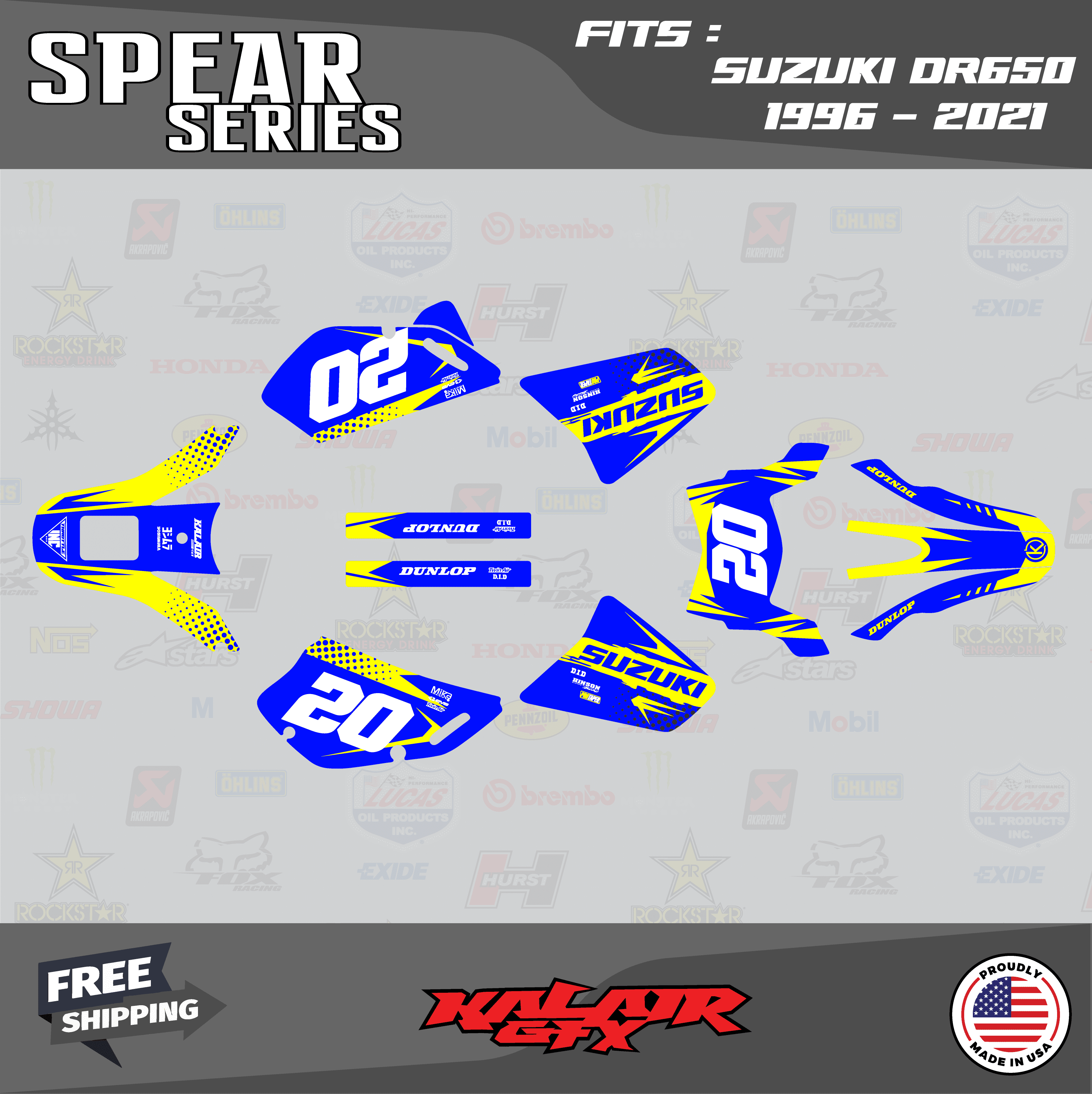 Kalair GFX Graphics Kit for Suzuki DR650 (1996-2021) Spear Series ...