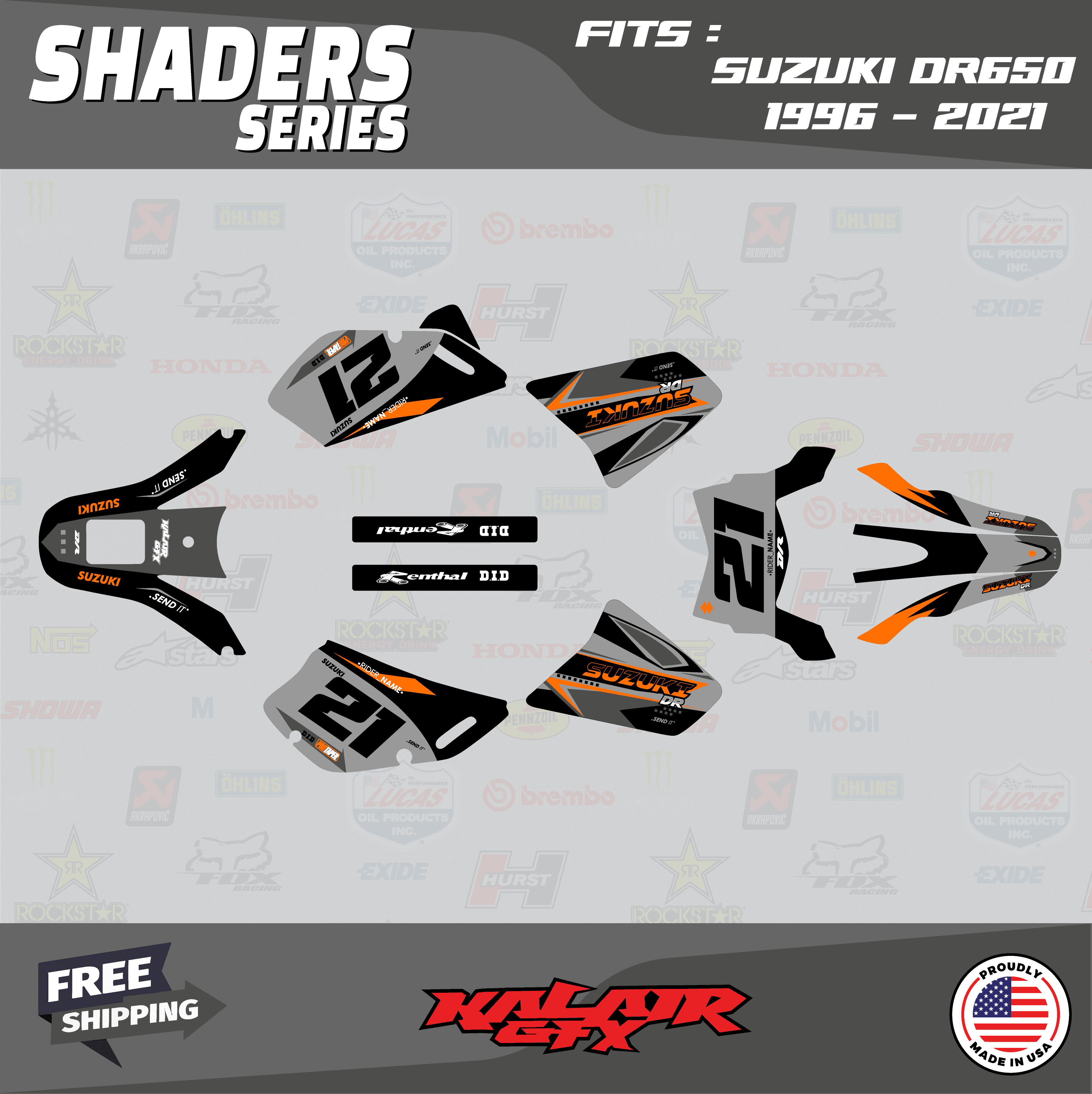 Kalair GFX Graphics Kit for Suzuki DR650 (1996-2023) Shaders Series ...
