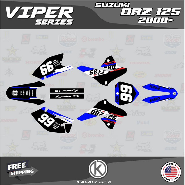 Kalair GFX Graphics Kit for Suzuki DRZ125 (2008-2021) Viper Series ...