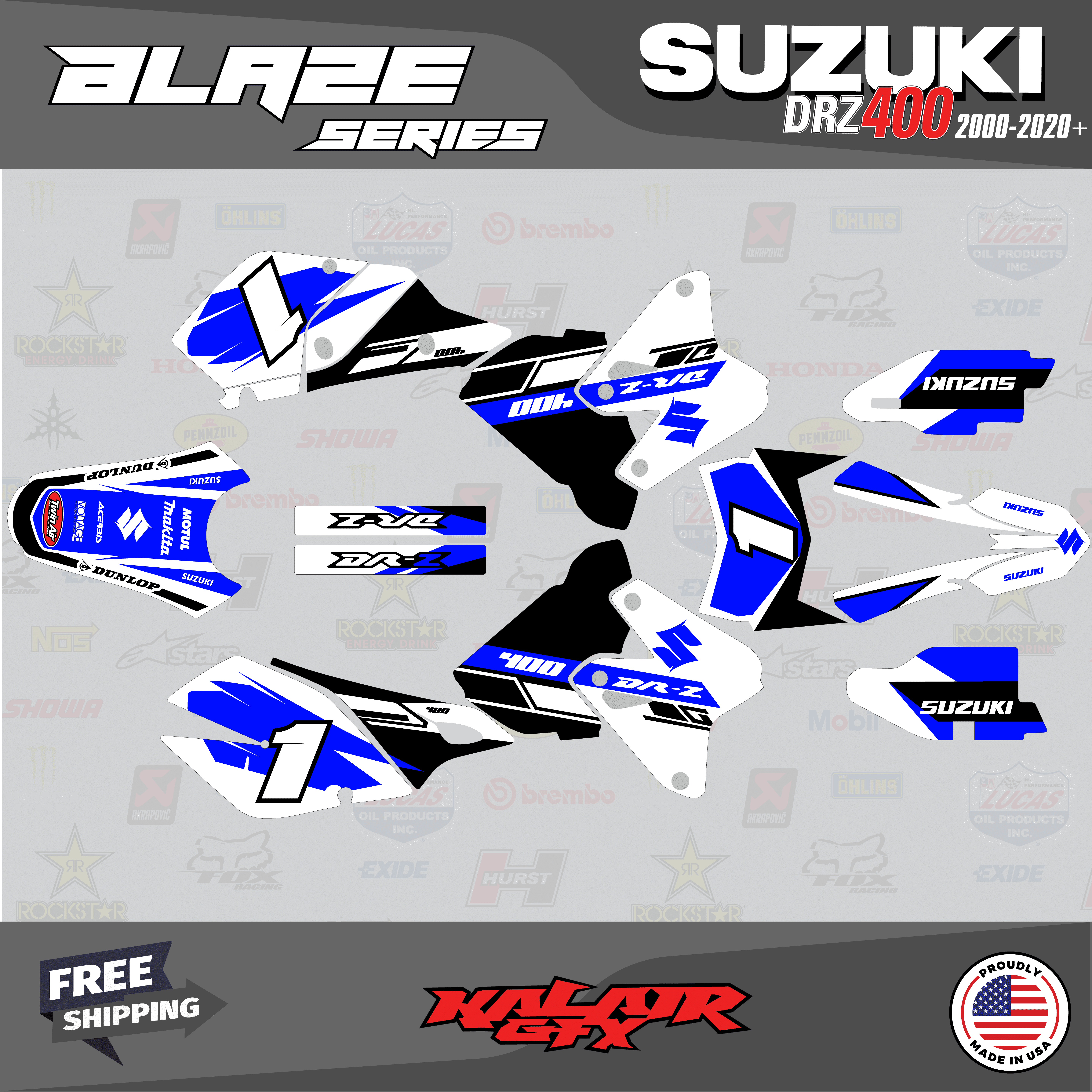 Kalair GFX Graphics Kit for Suzuki DRZ400SM (2001-2023) Blaze Series ...