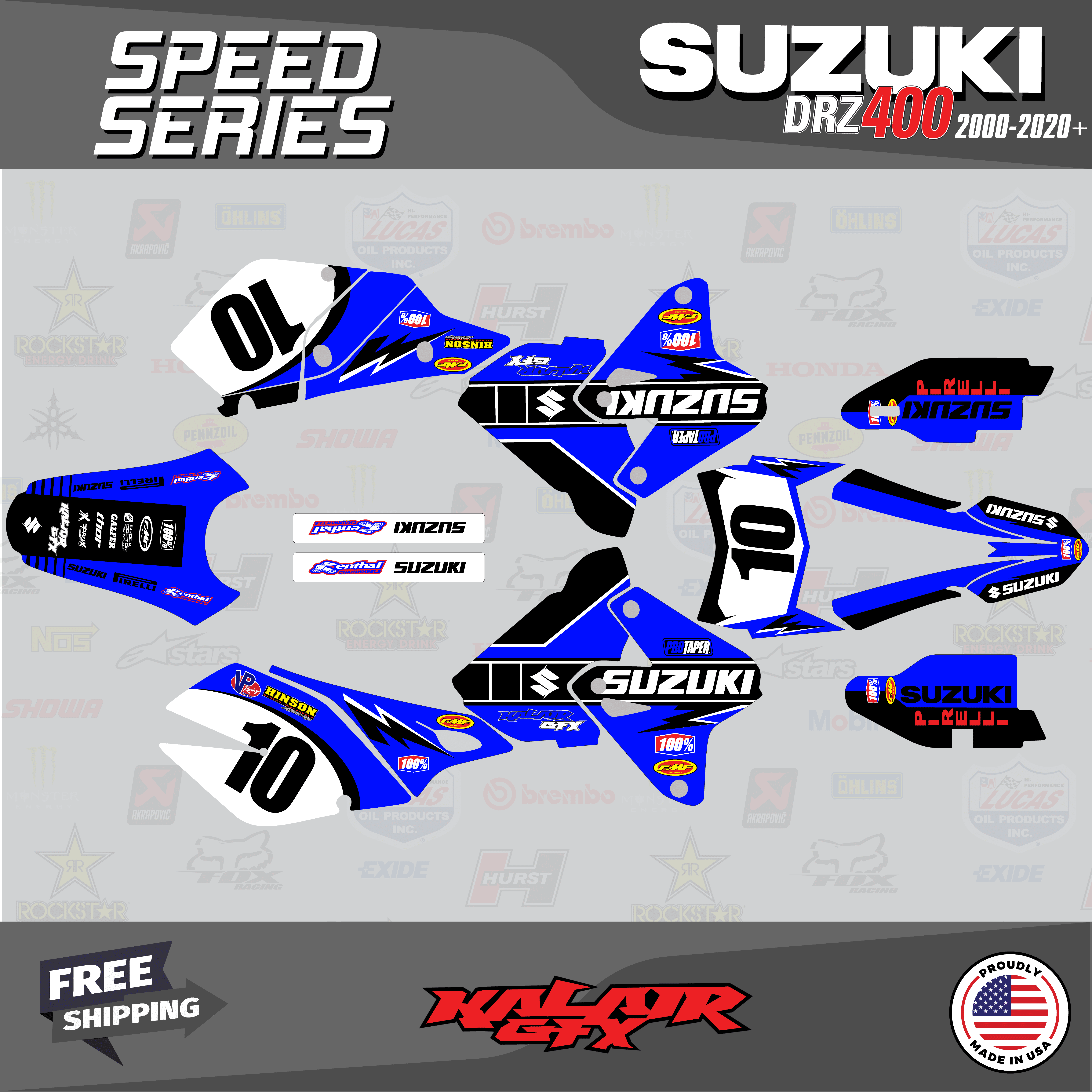 Kalair GFX Graphics Kit for Suzuki DRZ400SM (2001-2023) Speed Series ...