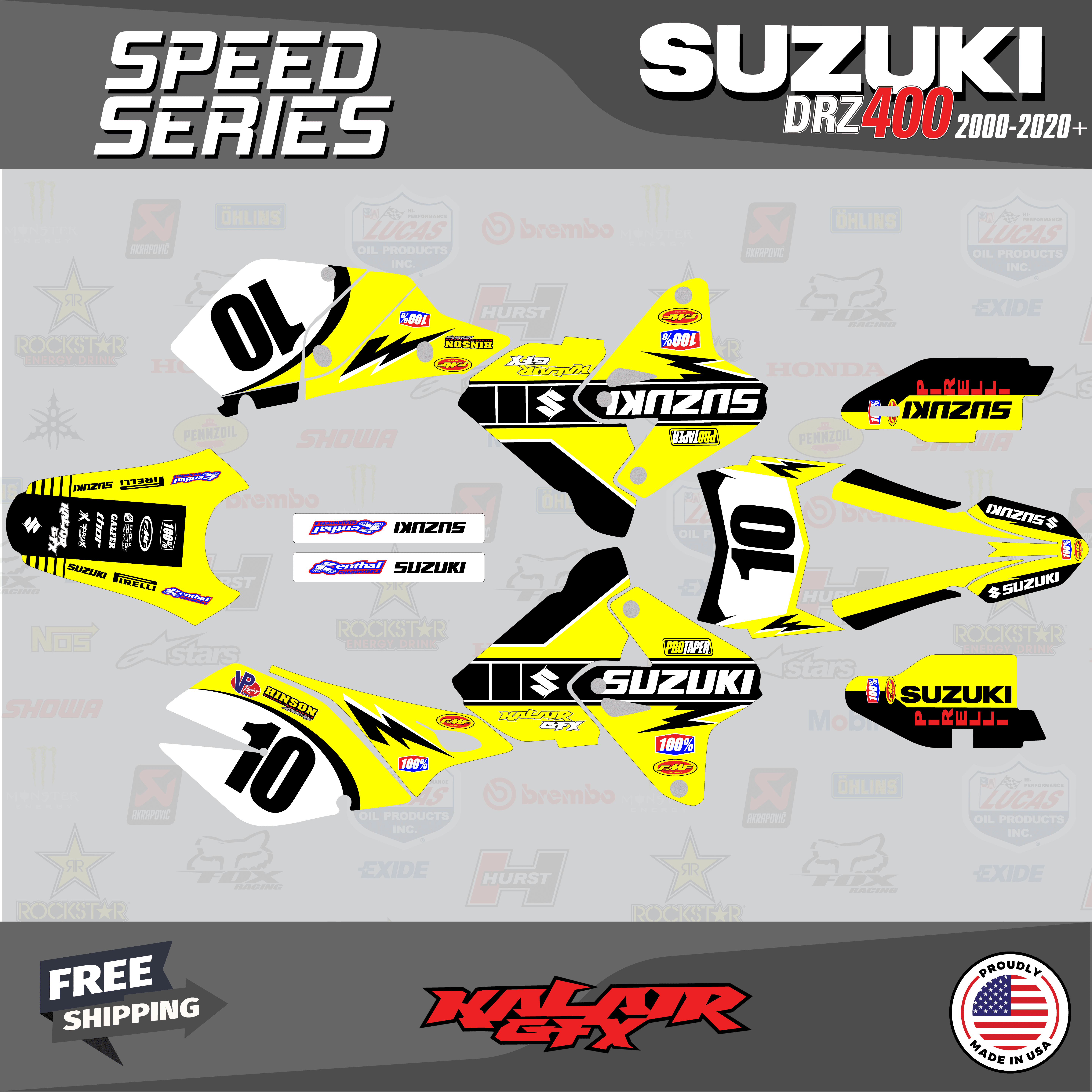 Kalair GFX Graphics Kit for Suzuki DRZ400SM (2001-2023) Speed Series ...
