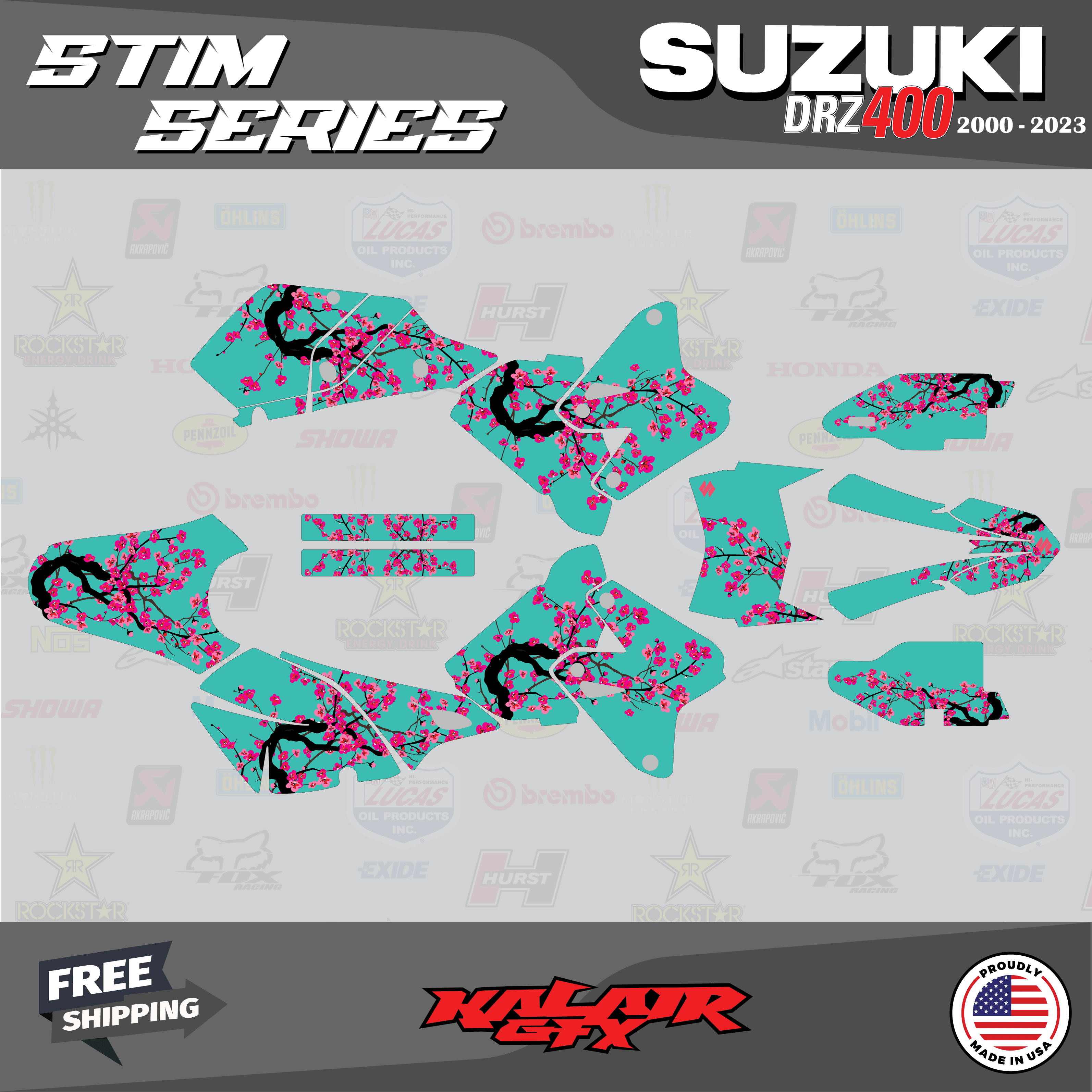Kalair GFX Graphics Kit for Suzuki DRZ400SM (All Years) Stim Series ...