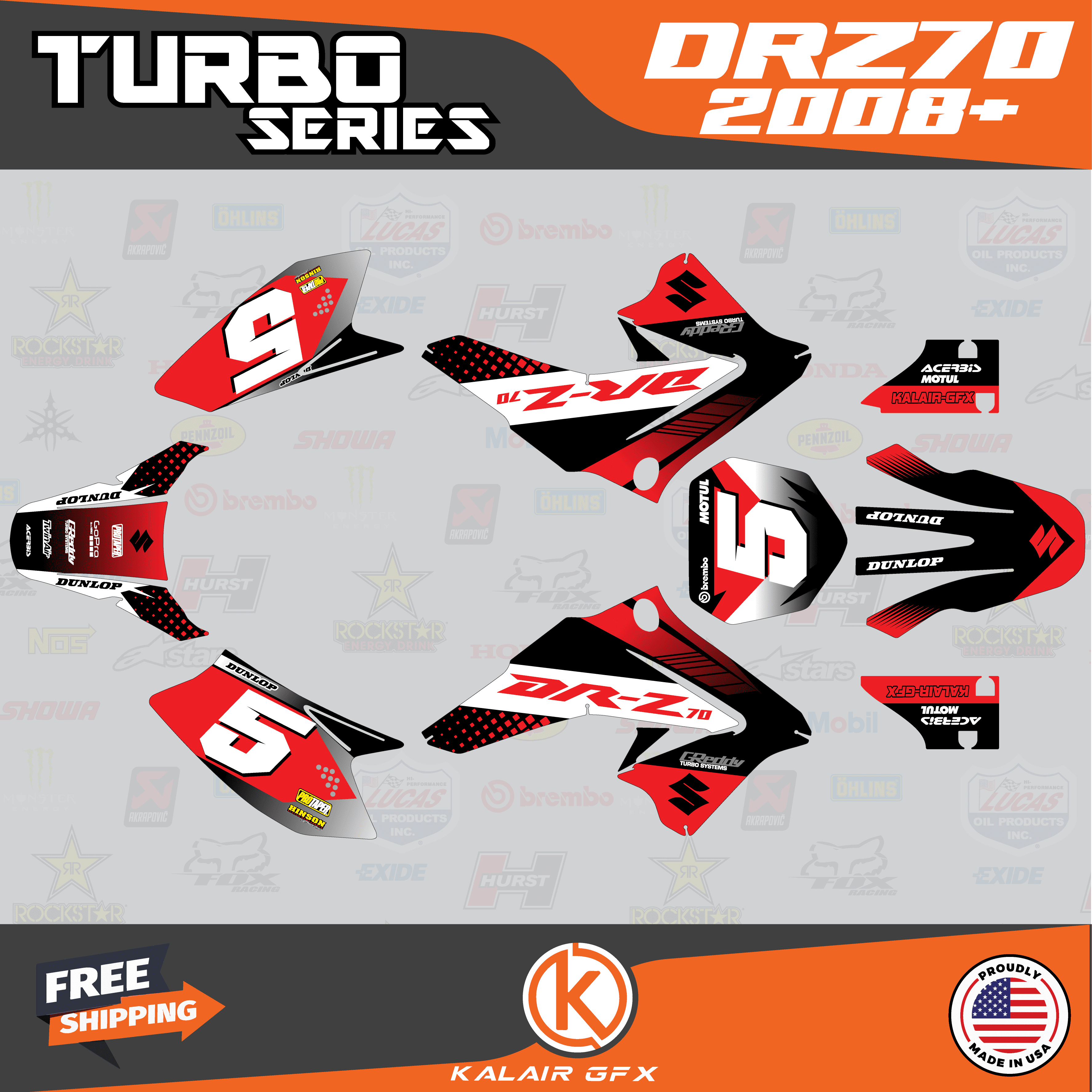 Kalair GFX Graphics Kit for Suzuki DRZ70 (2008-2019) Turbo Series ...
