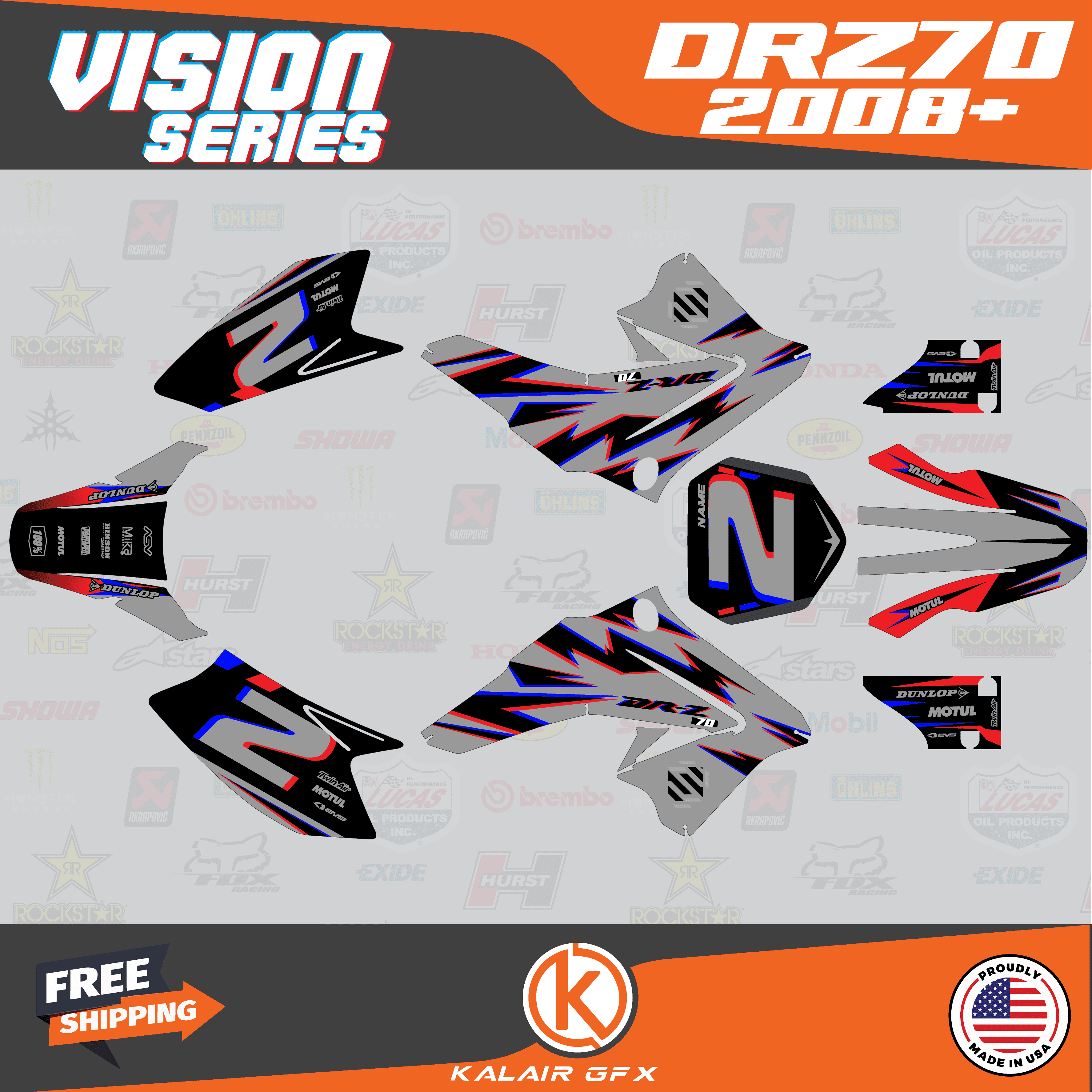 Kalair GFX Graphics Kit for Suzuki DRZ70 (2008-2019) Vision Series ...