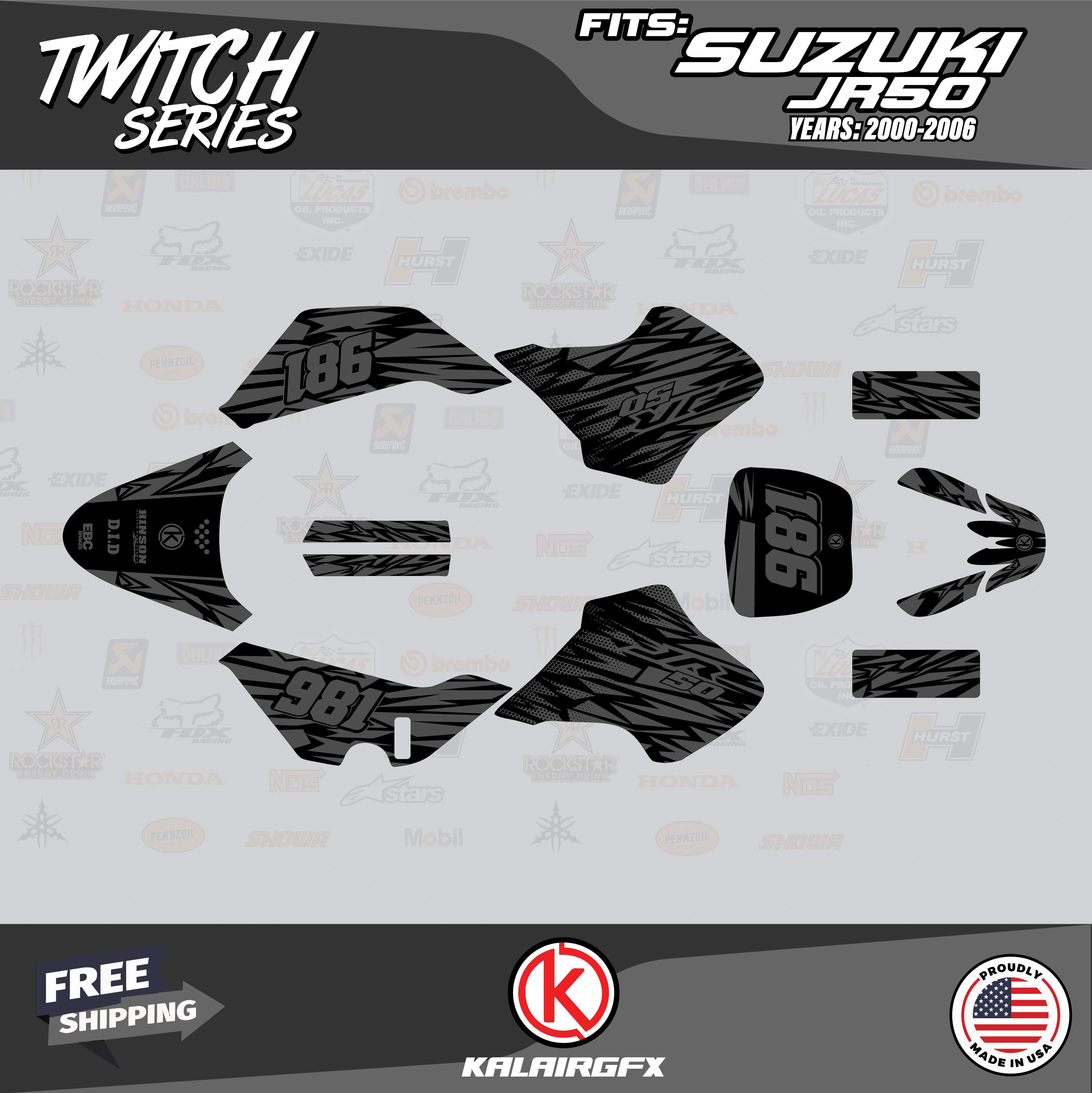 Kalair GFX Graphics Kit for Suzuki JR50 (2000-2006) Twitch Series ...