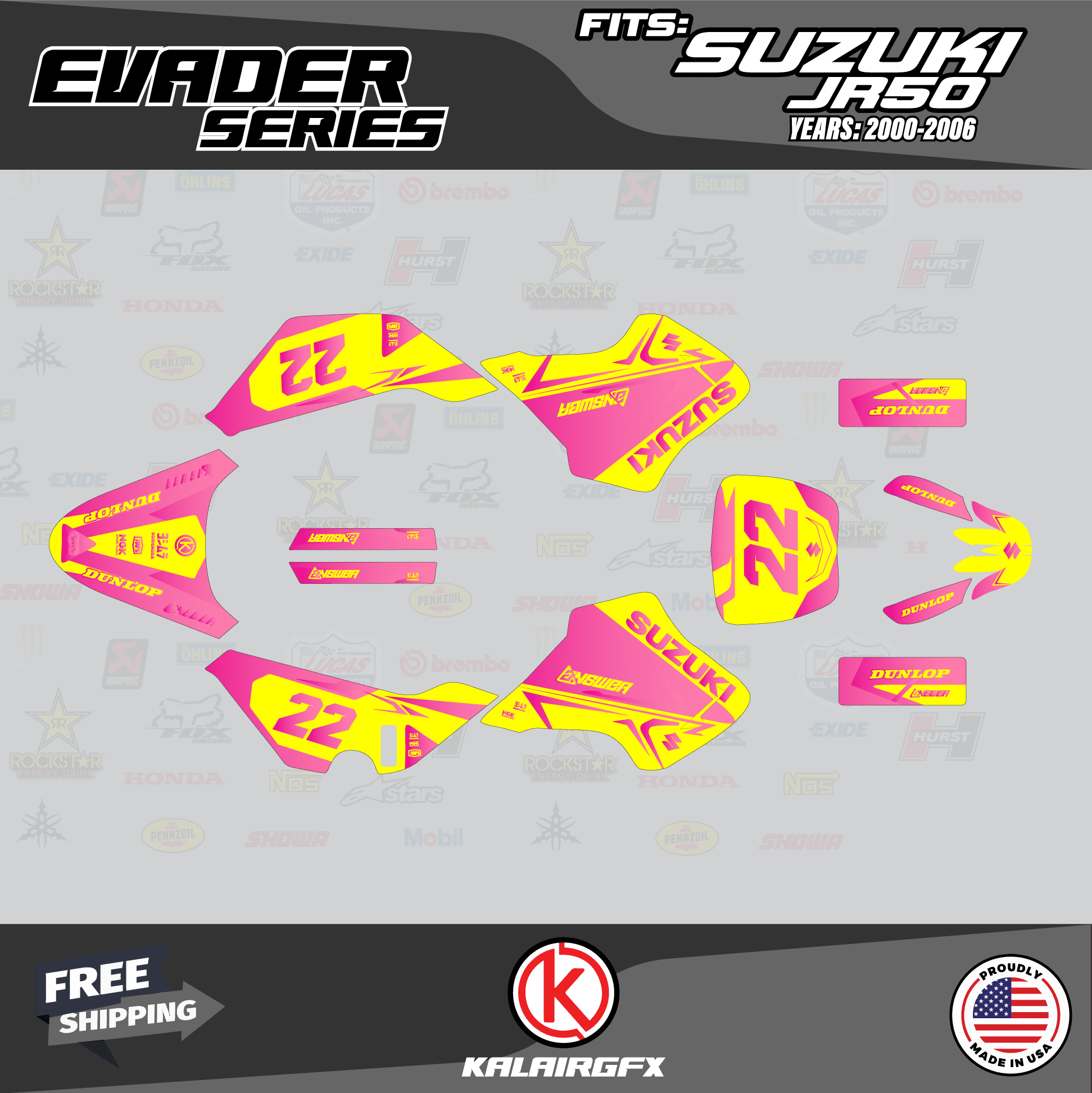 Kalair GFX Graphics Kit for Suzuki JR50 (All Years) Evader Series ...