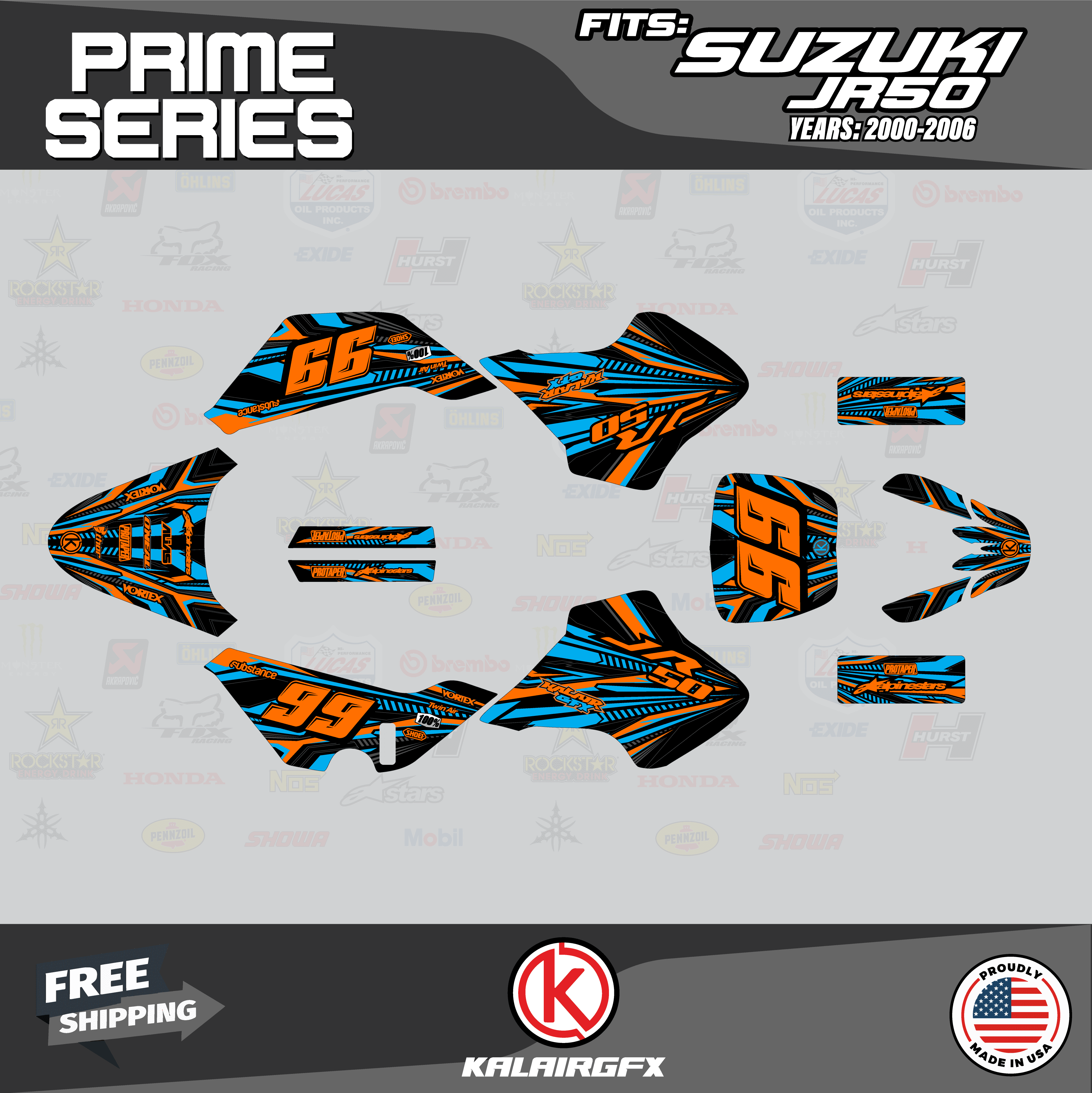 Kalair GFX Graphics Kit for Suzuki JR50 (All Years) Prime Series ...