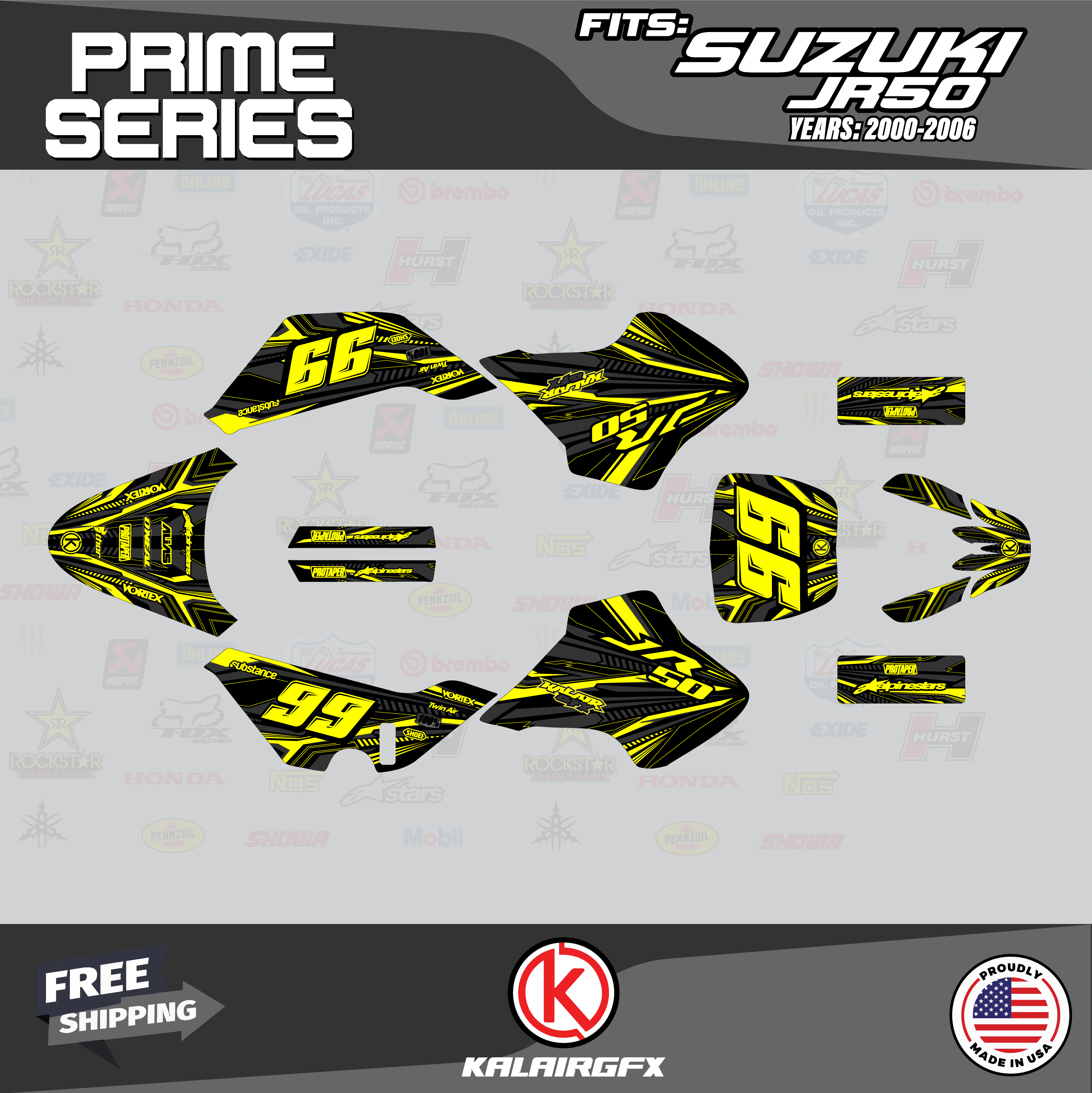 Kalair GFX Graphics Kit for Suzuki JR50 (All Years) Prime Series ...
