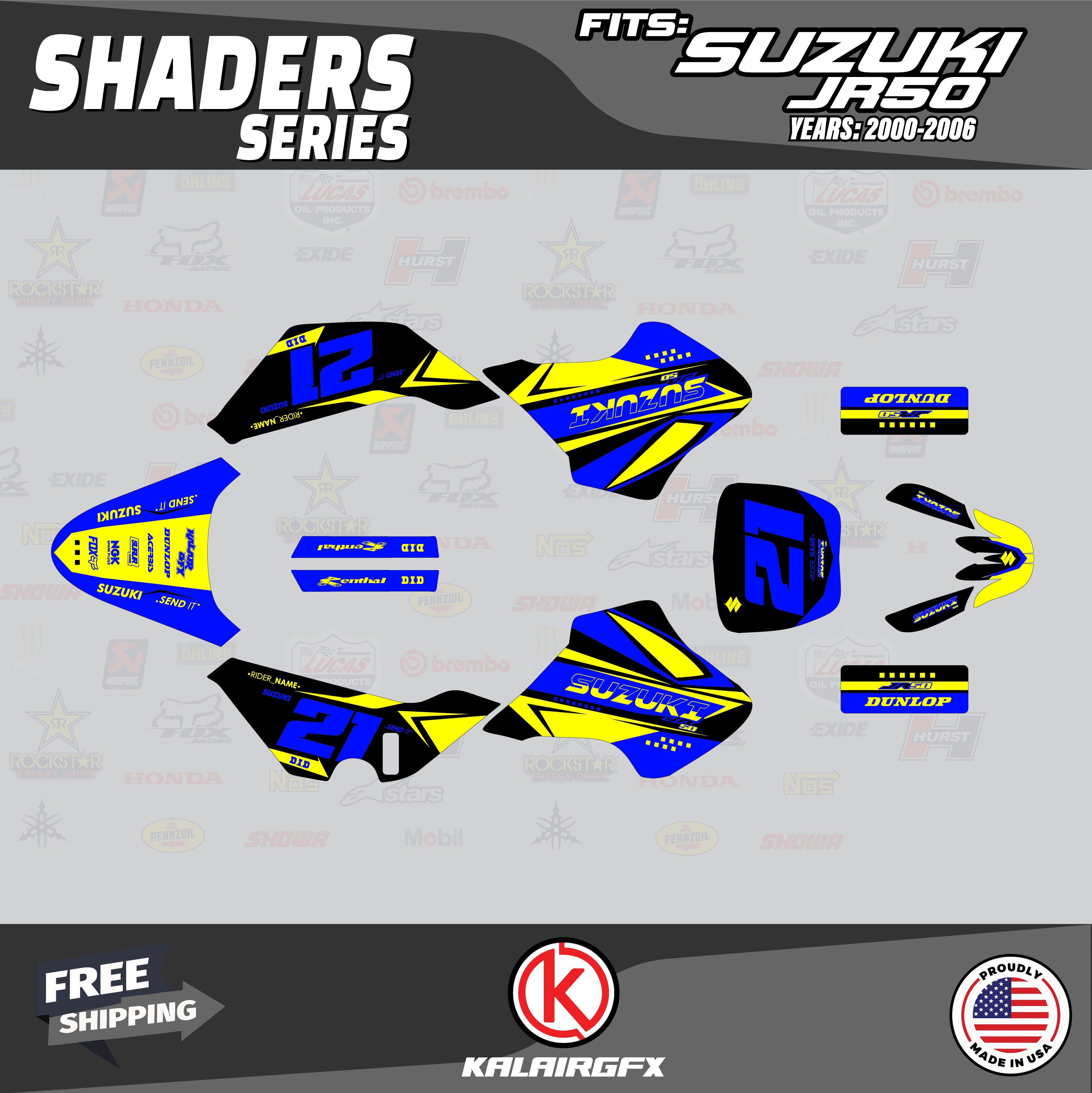Kalair GFX Graphics Kit for Suzuki JR50 (All Years) Shaders Series ...