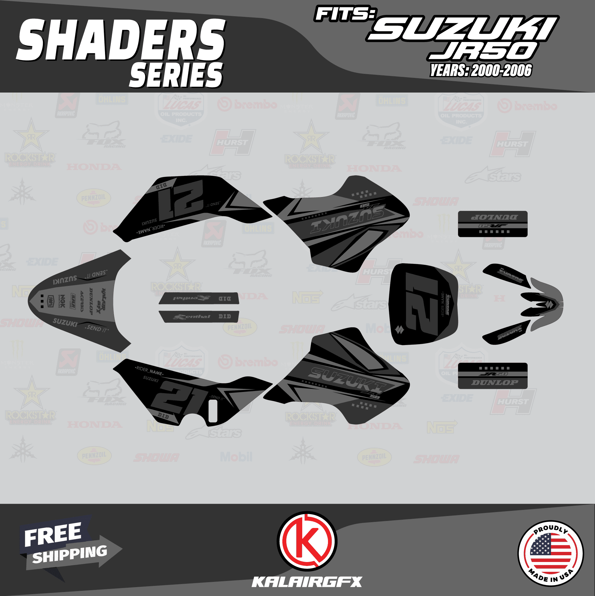 Kalair GFX Graphics Kit for Suzuki JR50 (All Years) Shaders Series ...