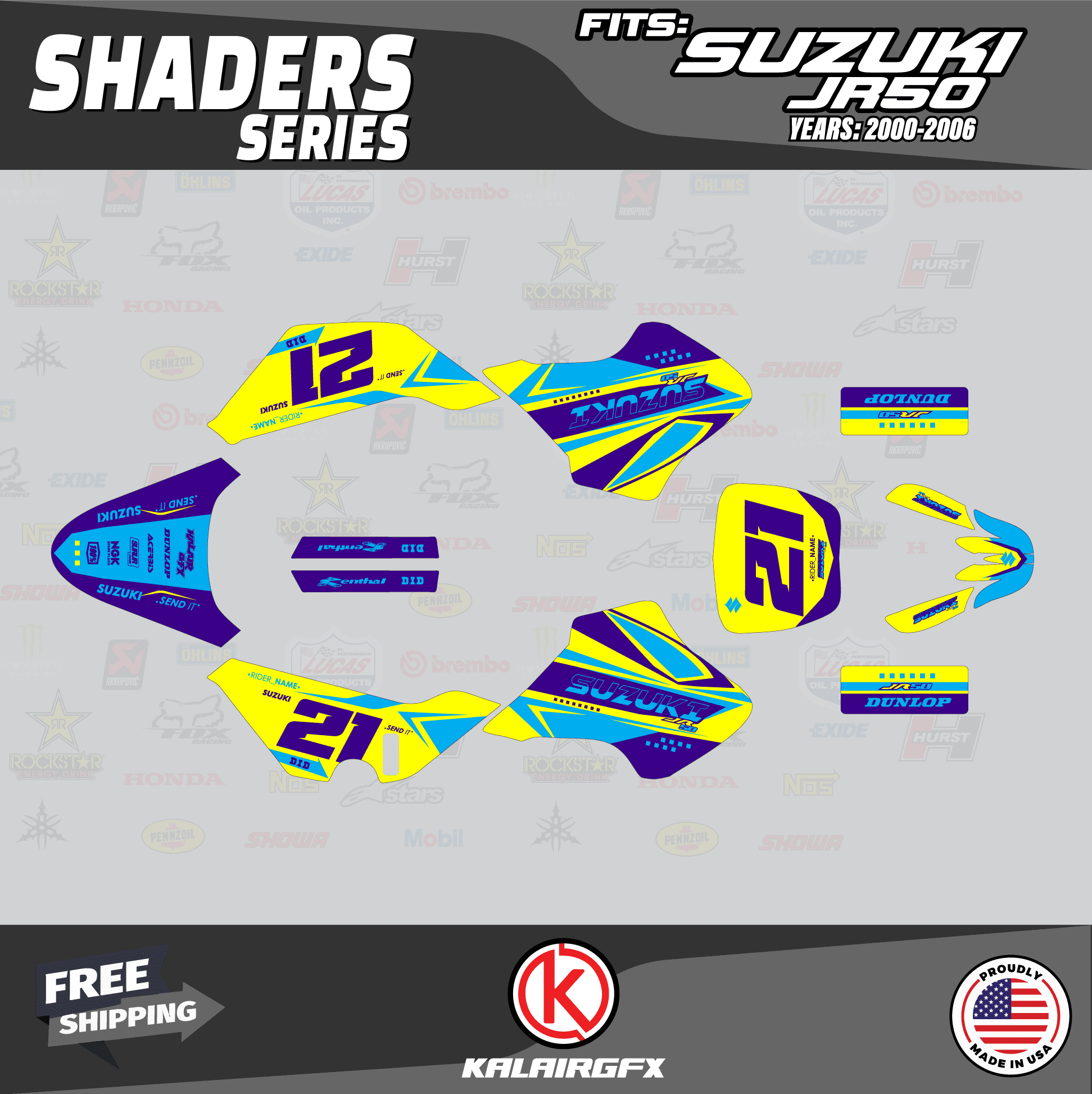Kalair GFX Graphics Kit for Suzuki JR50 (All Years) Shaders Series ...