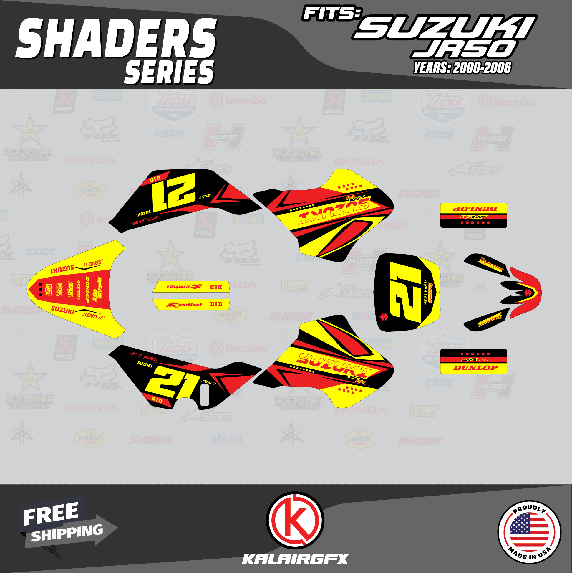 Kalair GFX Graphics Kit for Suzuki JR50 (All Years) Shaders Series ...