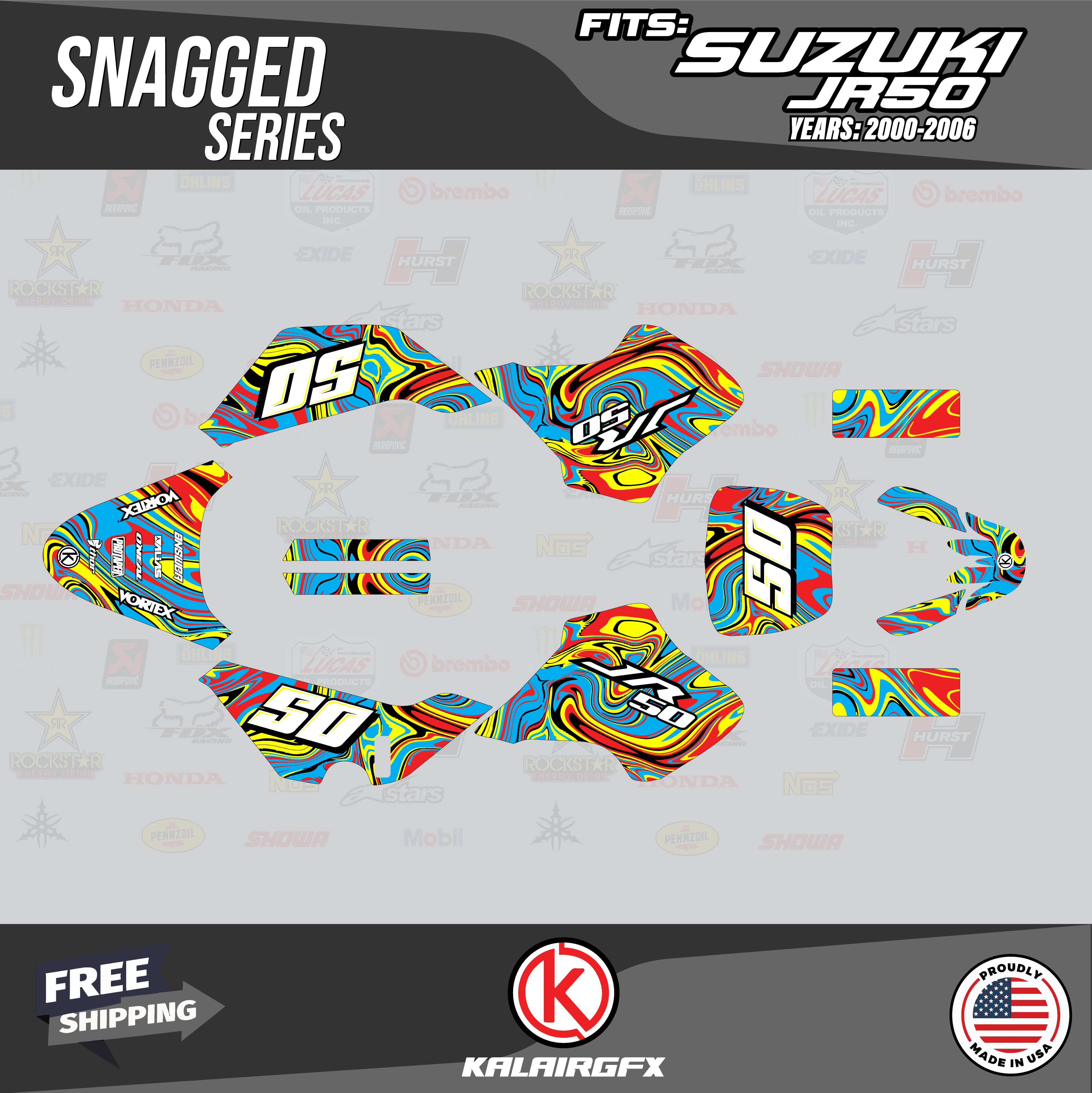 Kalair GFX Graphics Kit for Suzuki JR50 (All Years) Snagged Series ...