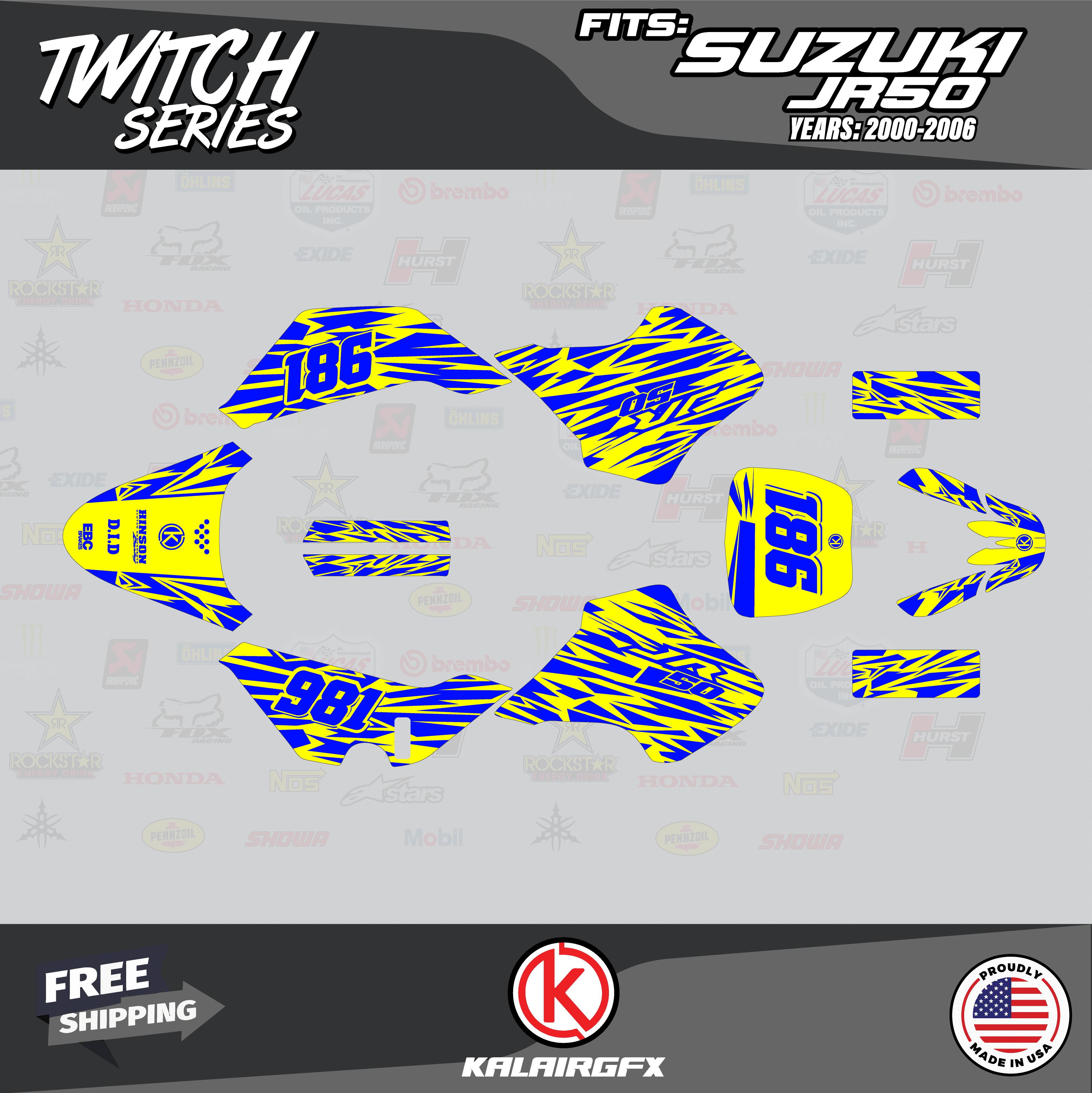 Kalair GFX Graphics Kit for Suzuki JR50 (All Years) Twitch Series ...
