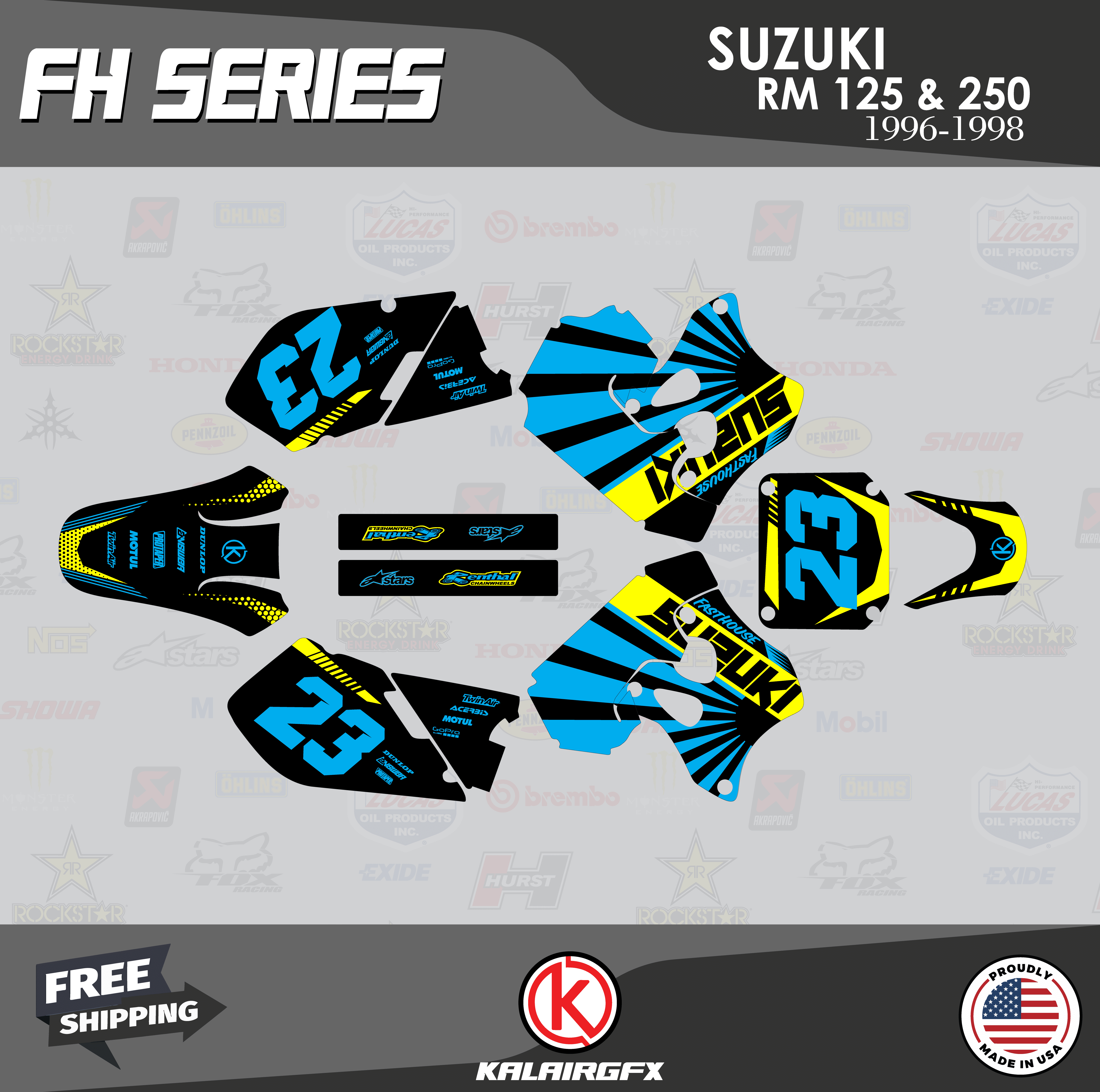 Kalair GFX Graphics Kit for Suzuki RM125 (1996-1998) Fh Series ...