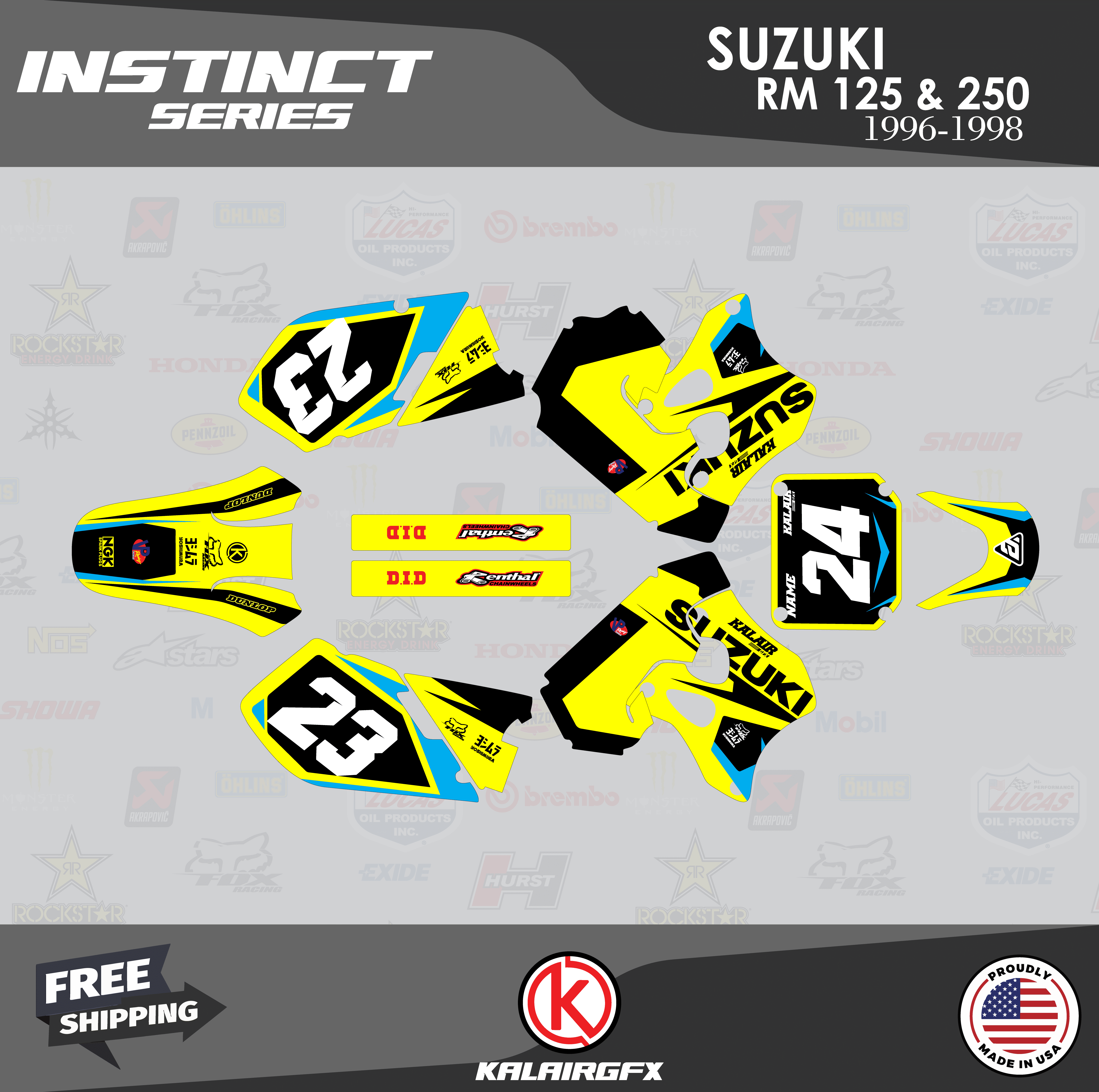 Kalair GFX Graphics Kit for Suzuki RM125 (1996-1998) Instinct Series ...