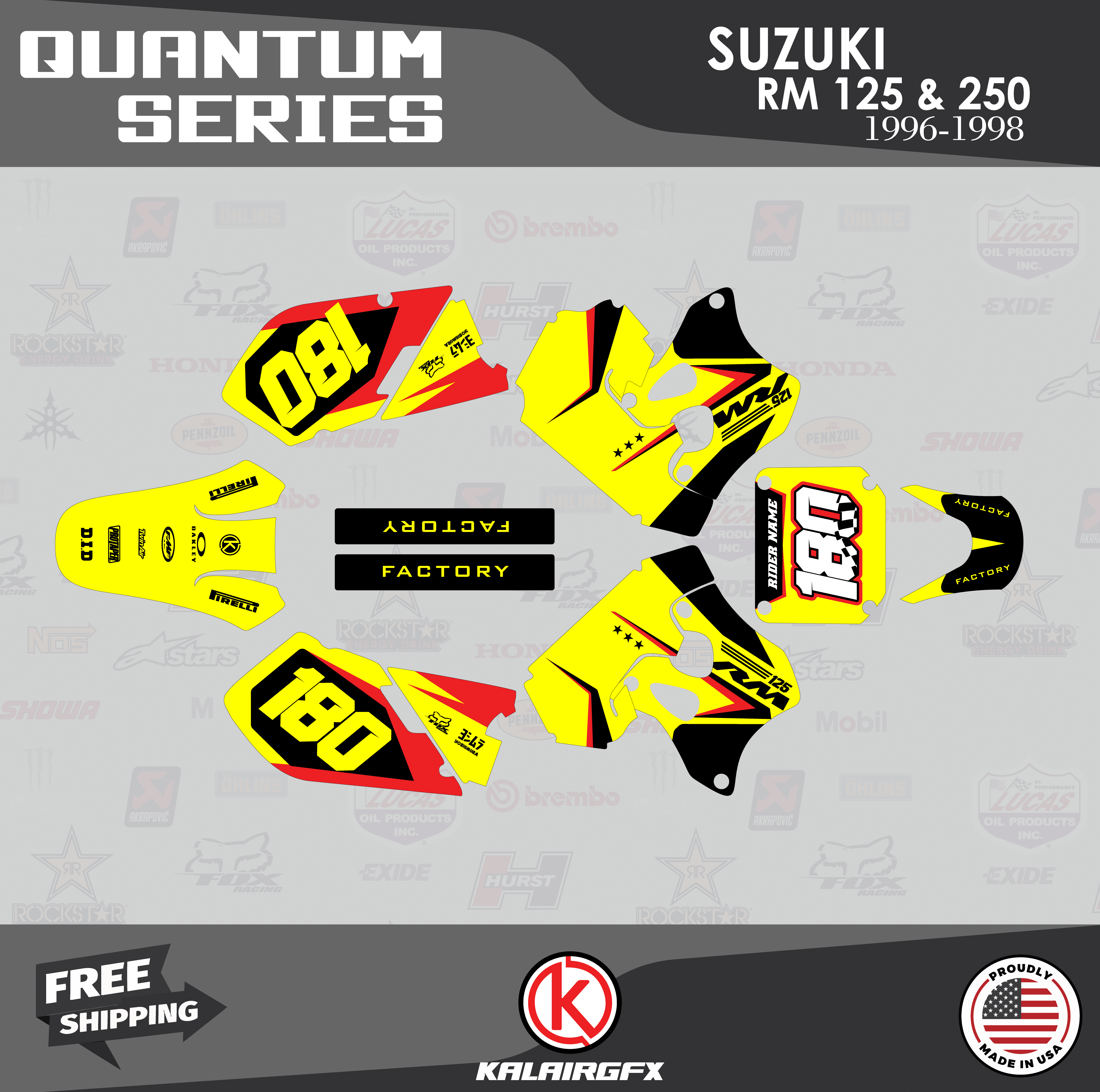 Kalair GFX Graphics Kit for Suzuki RM125 (1996-1998) Quantum Series ...