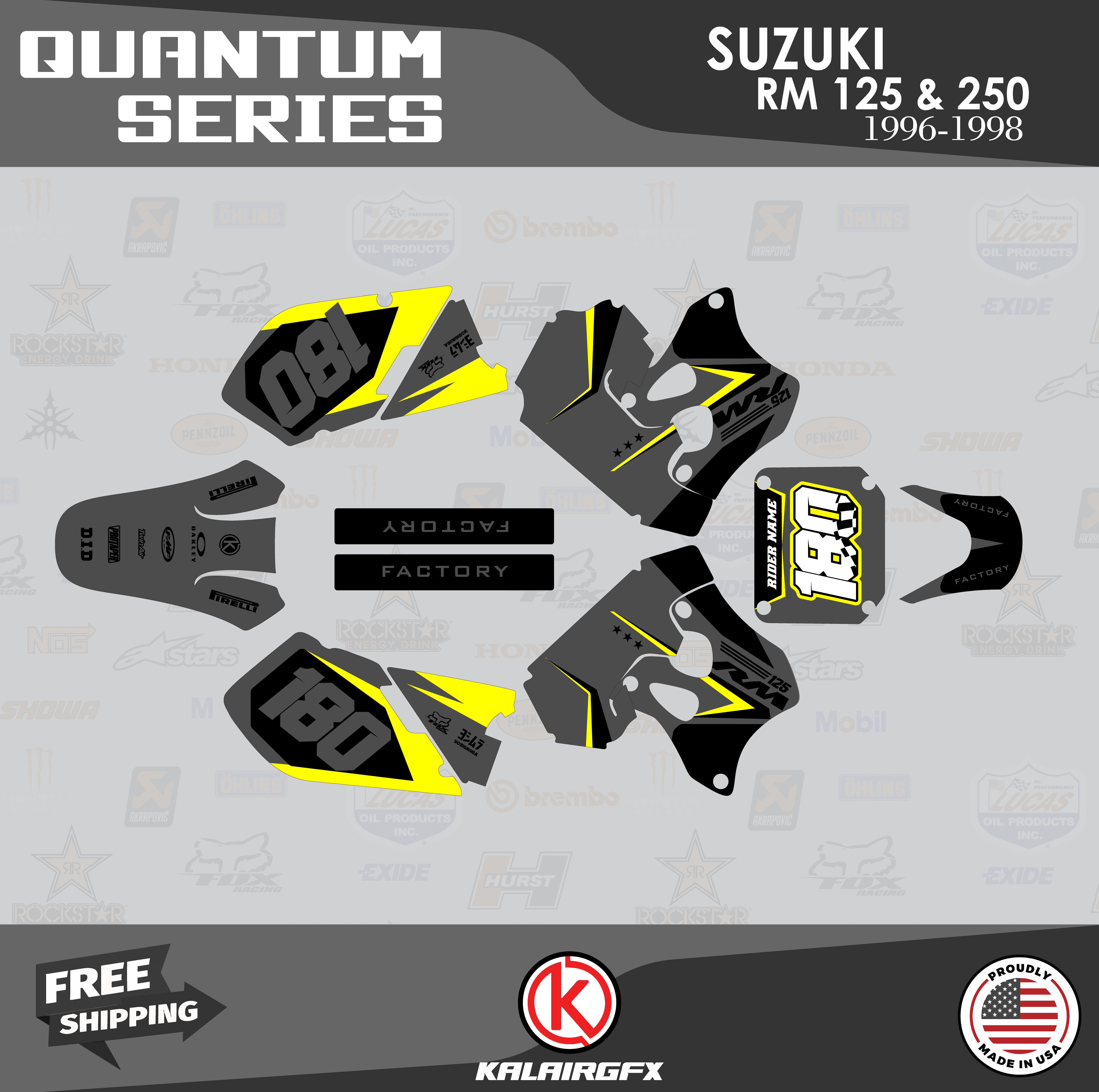 Kalair GFX Graphics Kit for Suzuki RM125 (1996-1998) Quantum Series ...