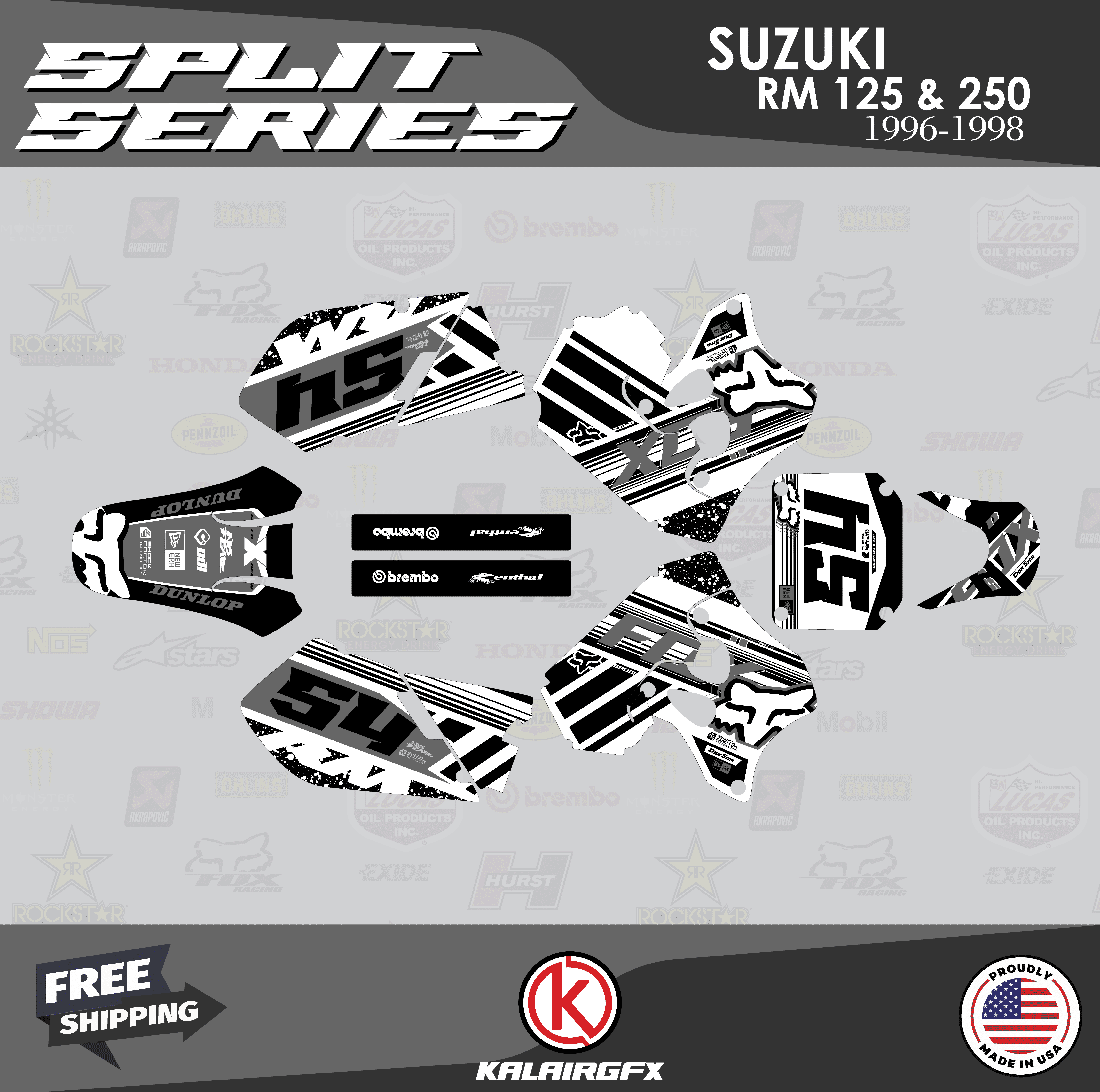 Kalair GFX Graphics Kit for Suzuki RM250 (1996-1998) Split Series ...