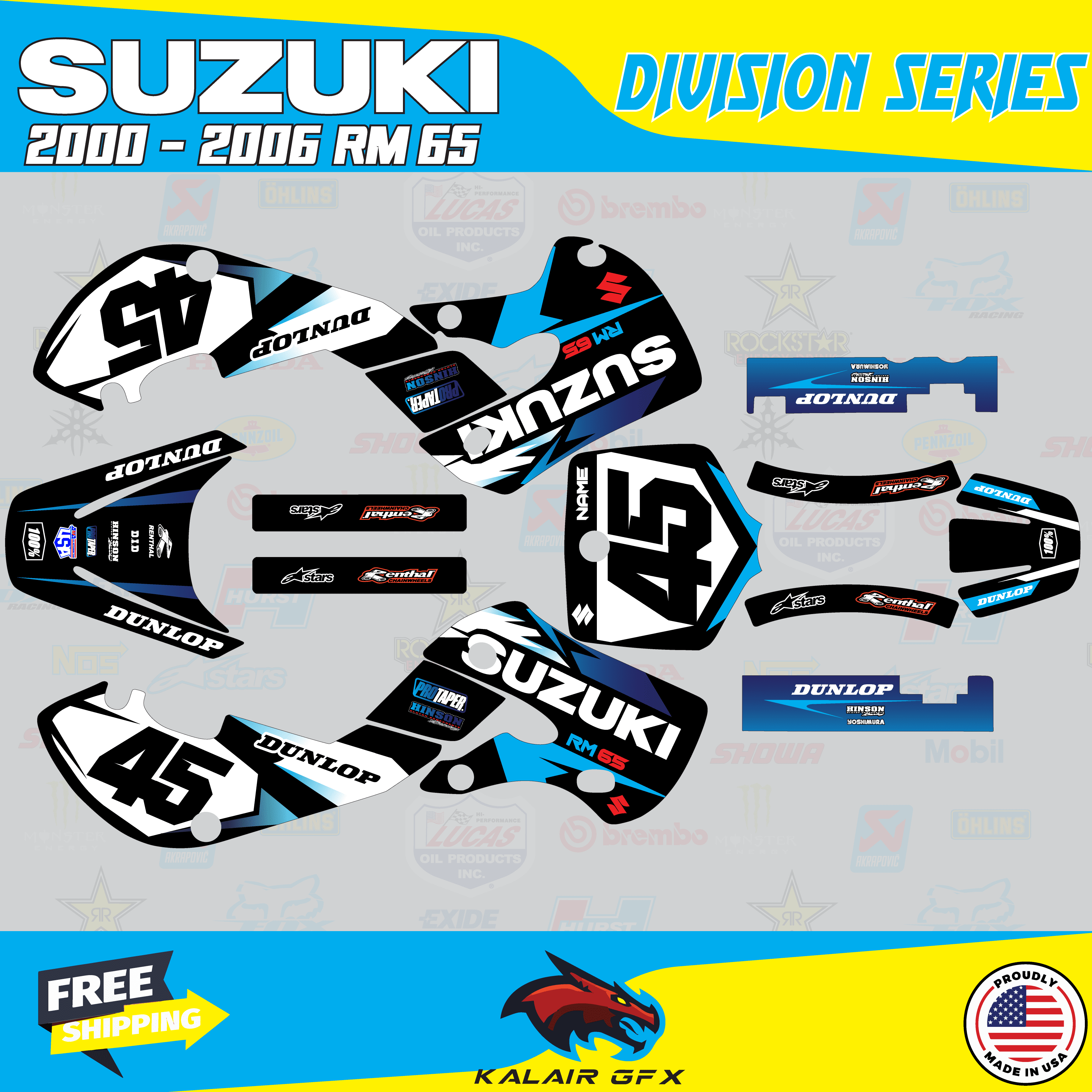 Kalair GFX Graphics Kit for Suzuki RM65 (2000-2006) Division Series ...