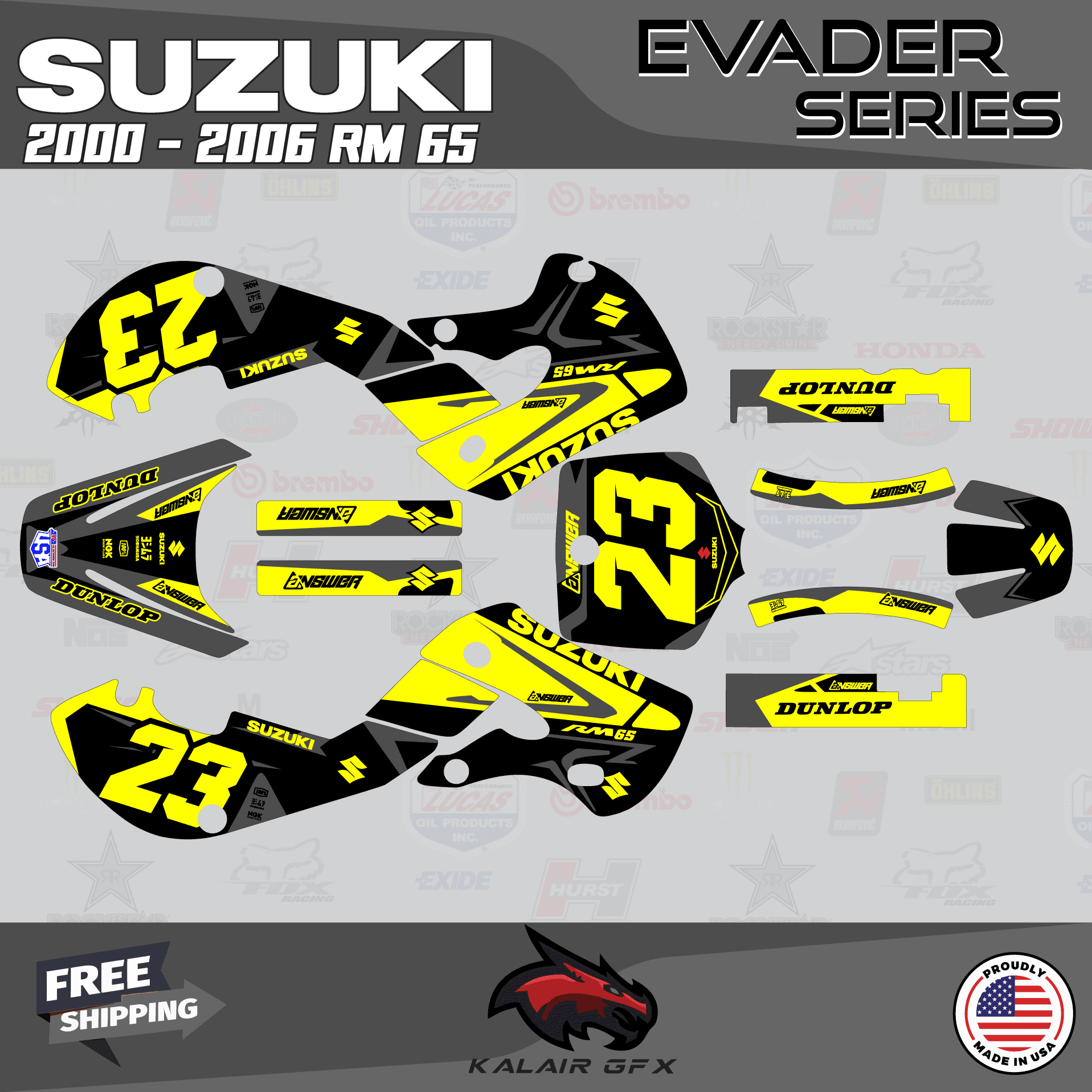 Kalair GFX Graphics Kit for Suzuki RM65 (2000-2006) Evader Series ...