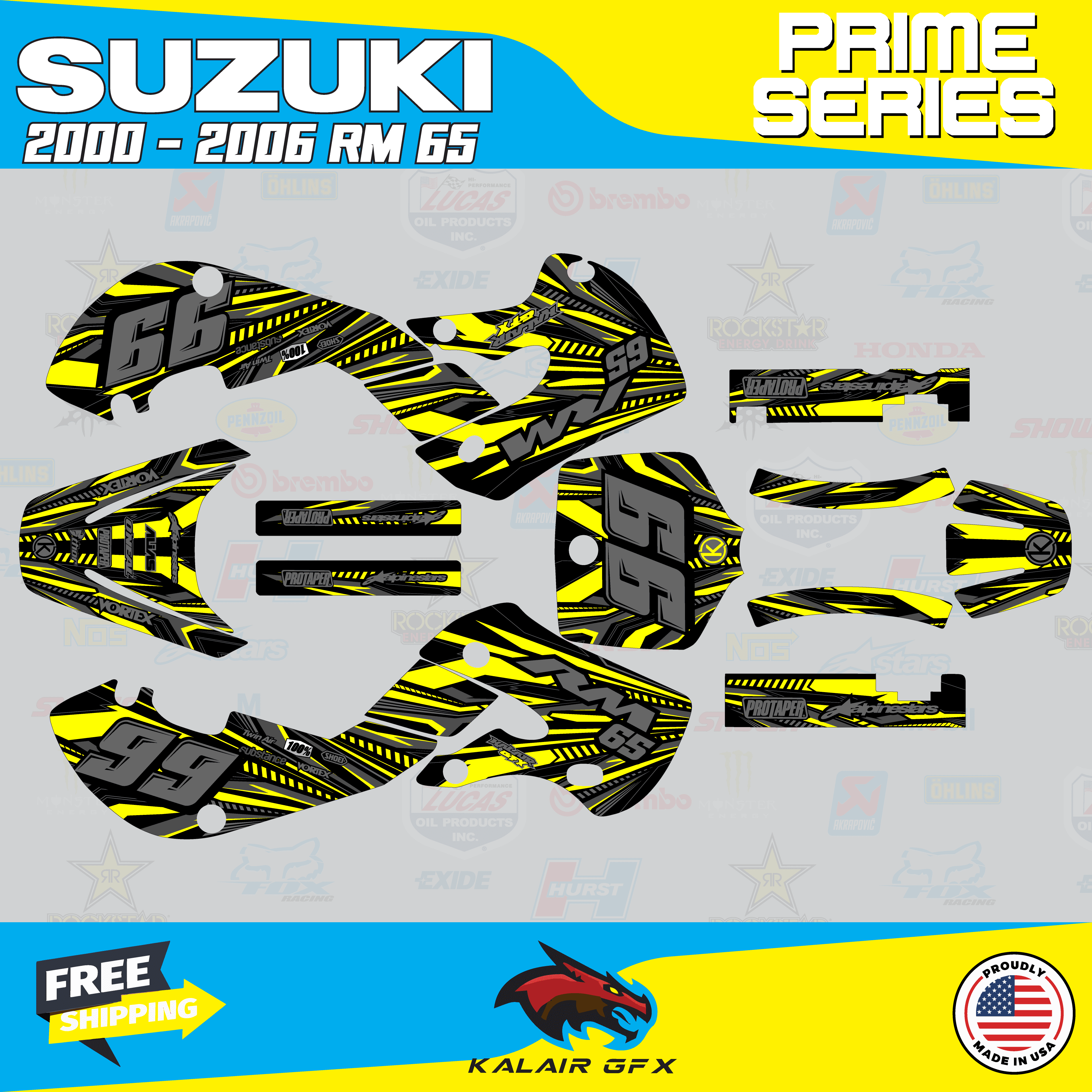 Kalair GFX Graphics Kit for Suzuki RM65 (2000-2006) Prime Series ...
