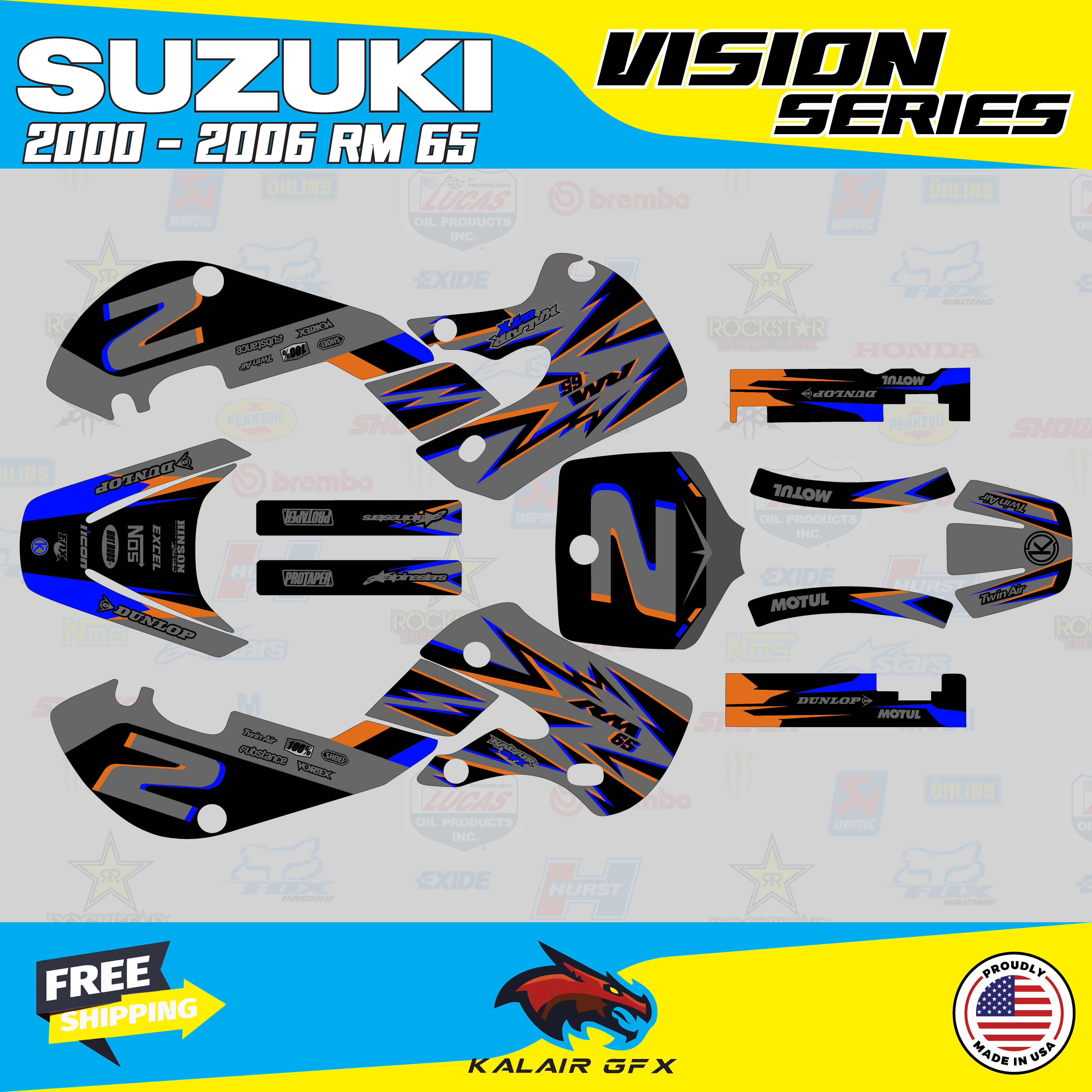 Kalair GFX Graphics Kit for Suzuki RM65 (2000-2006) Vision Series ...