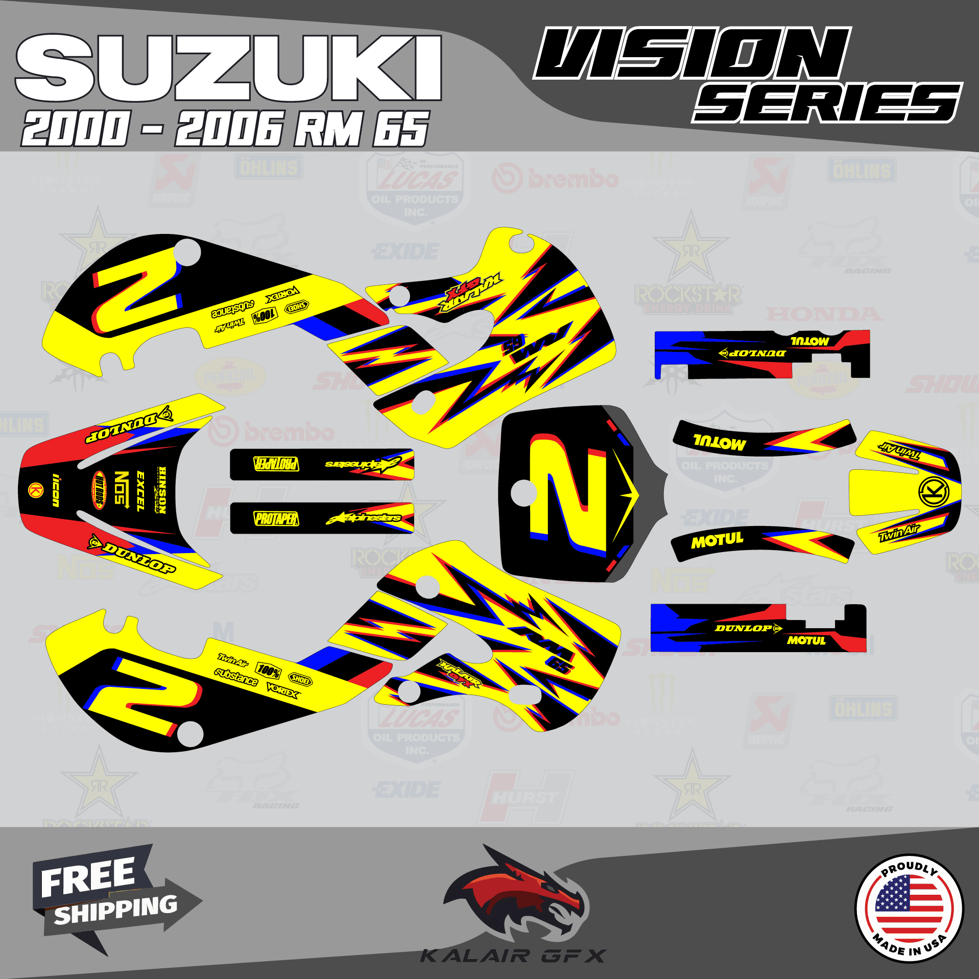 Kalair GFX Graphics Kit for Suzuki RM65 (2000-2006) Vision Series ...