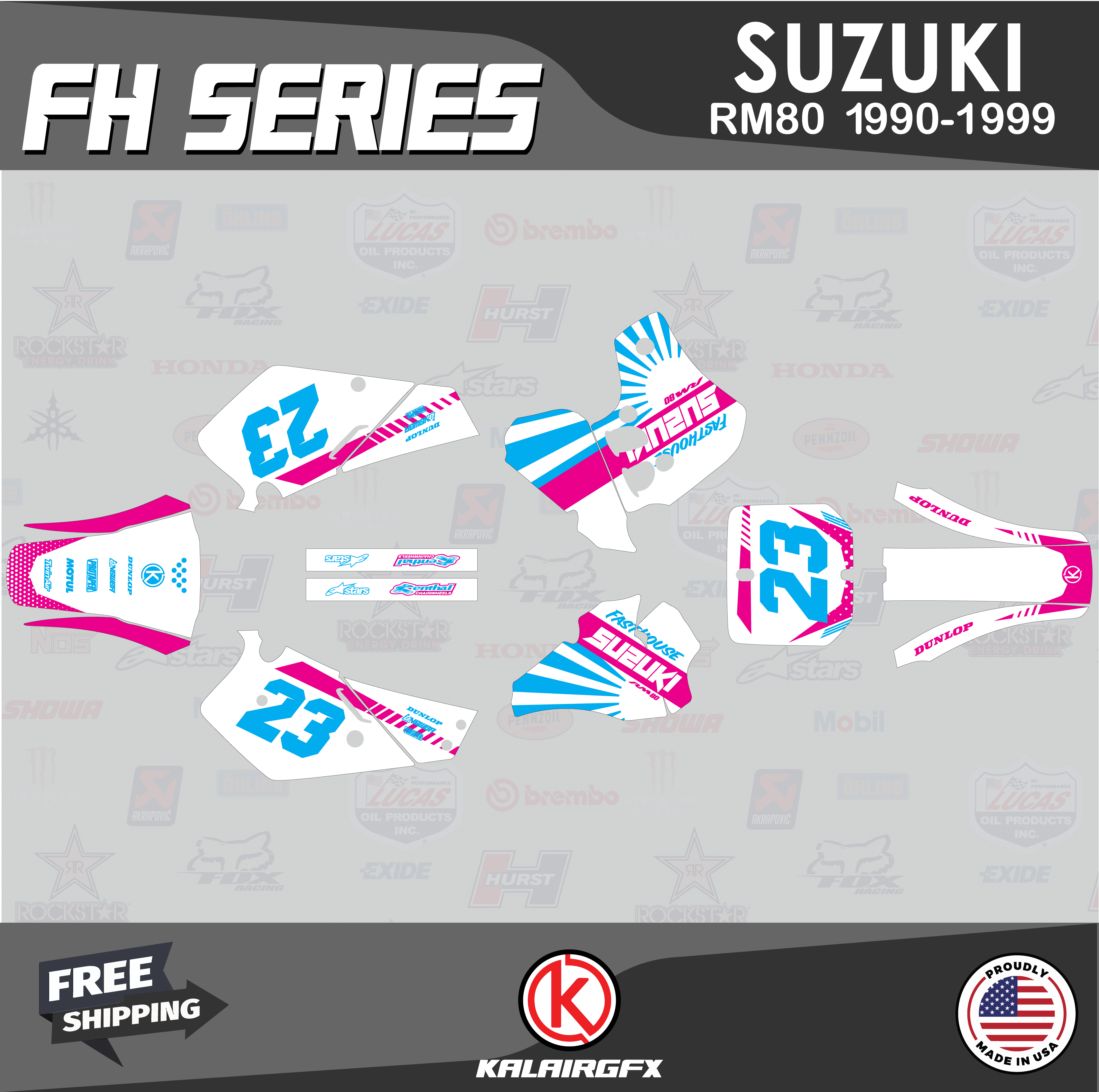 Kalair GFX Graphics Kit for Suzuki RM80 (1990-1999) Fh Series - Walmart.com