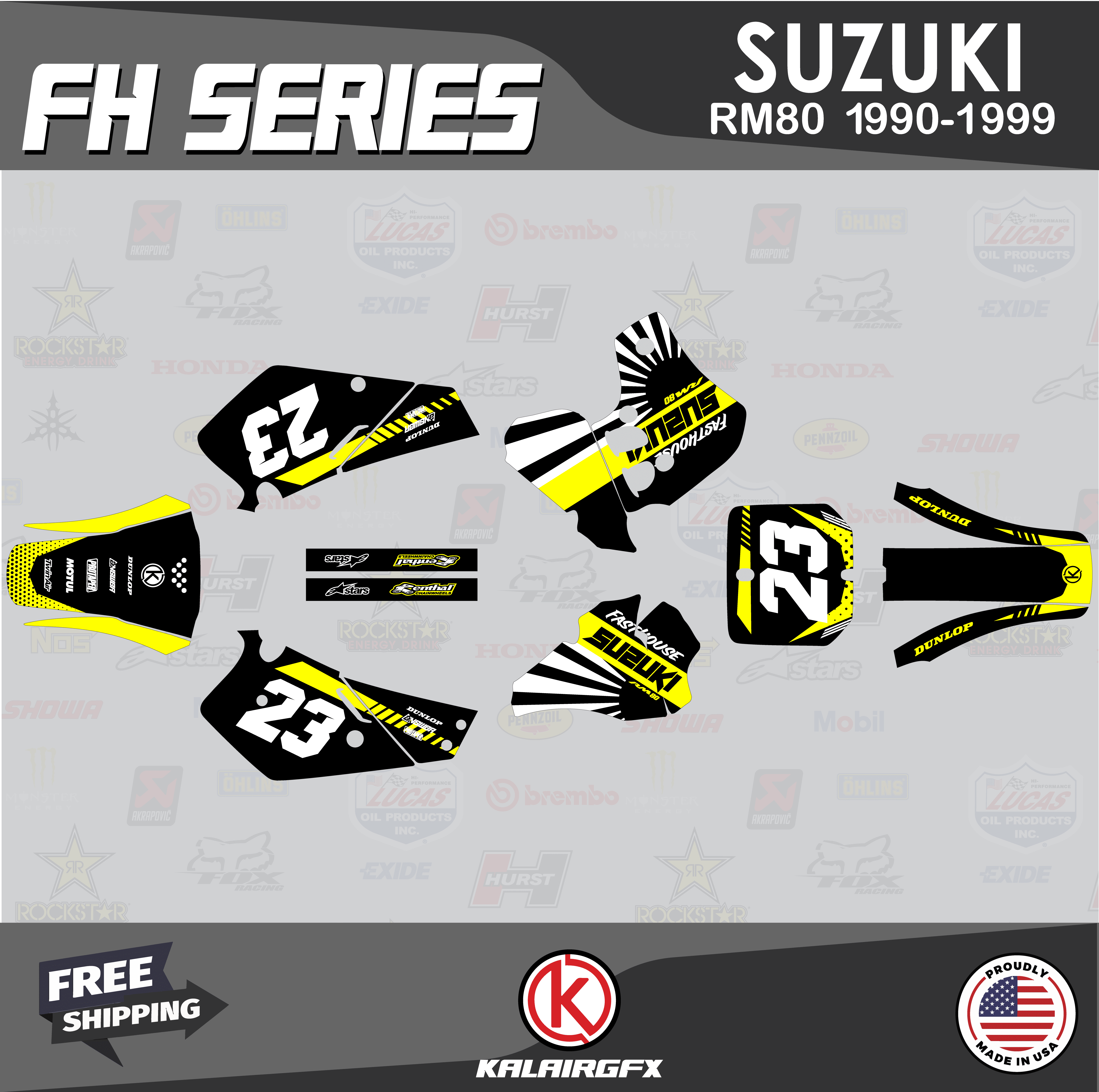 Kalair GFX Graphics Kit for Suzuki RM80 (1990-1999) Fh Series - Walmart.com
