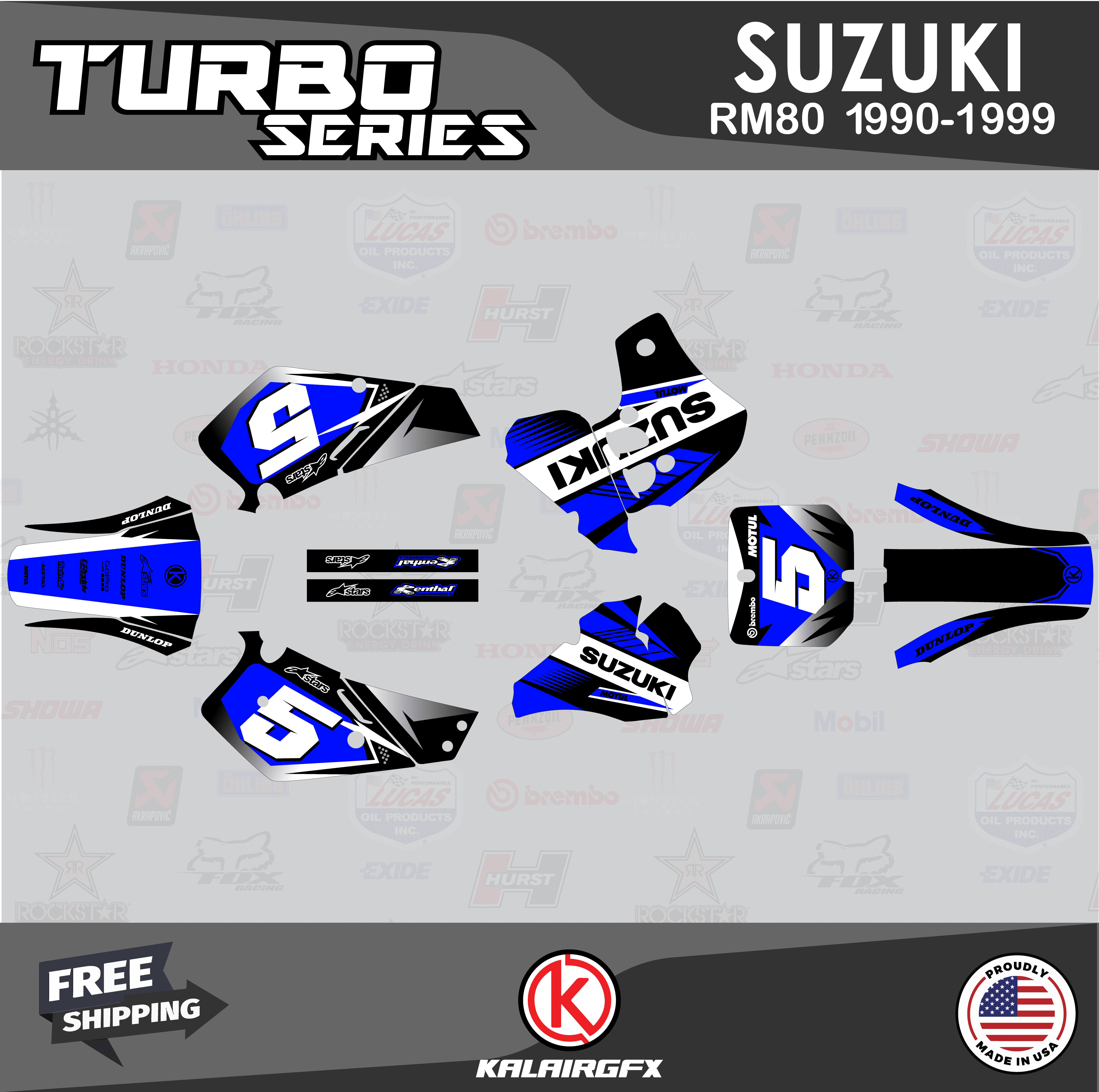Kalair GFX Graphics Kit for Suzuki RM80 (1990-1999) Turbo Series ...