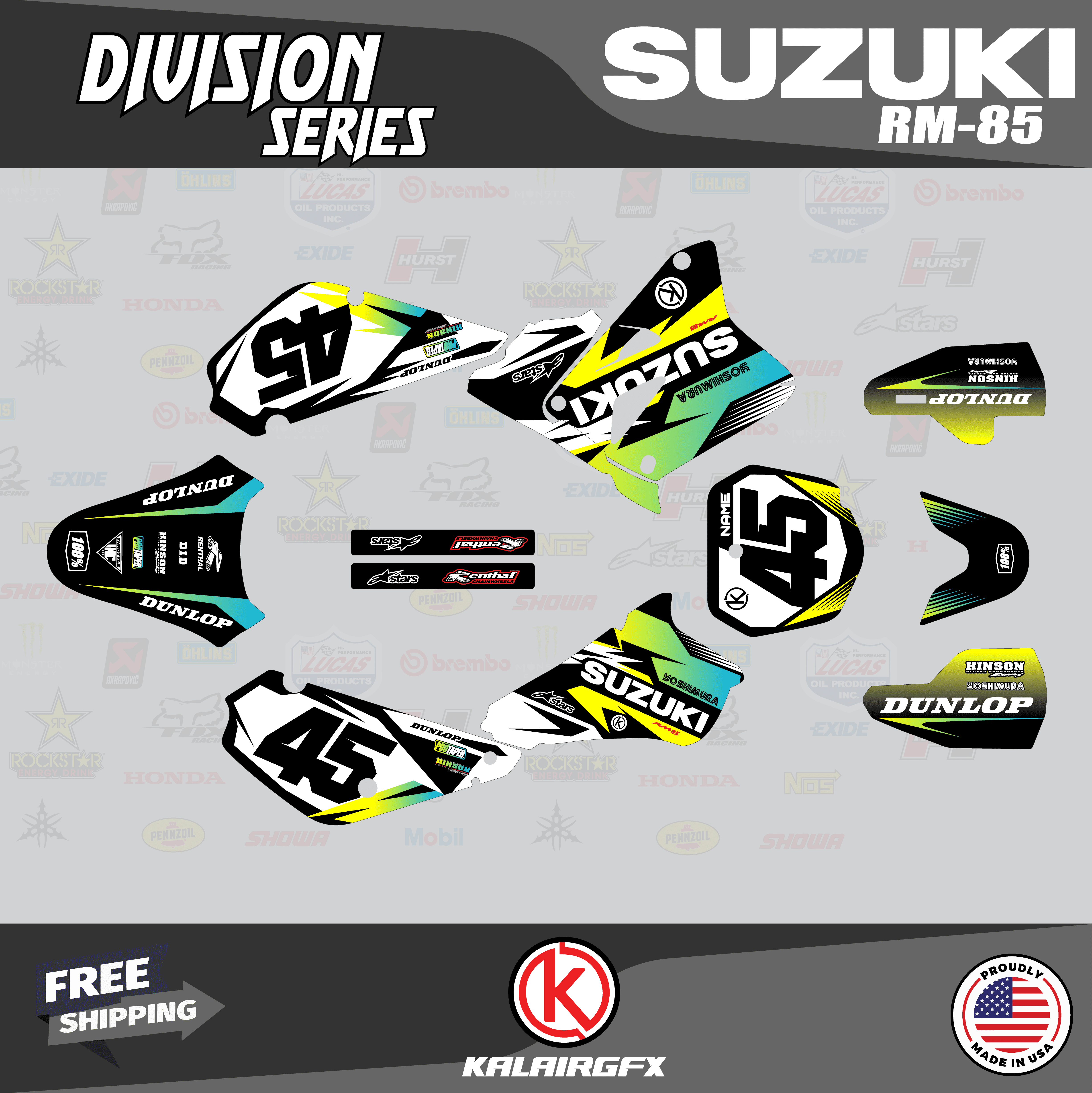 Kalair GFX Graphics Kit for Suzuki RM85 (2005-2023) Division Series ...